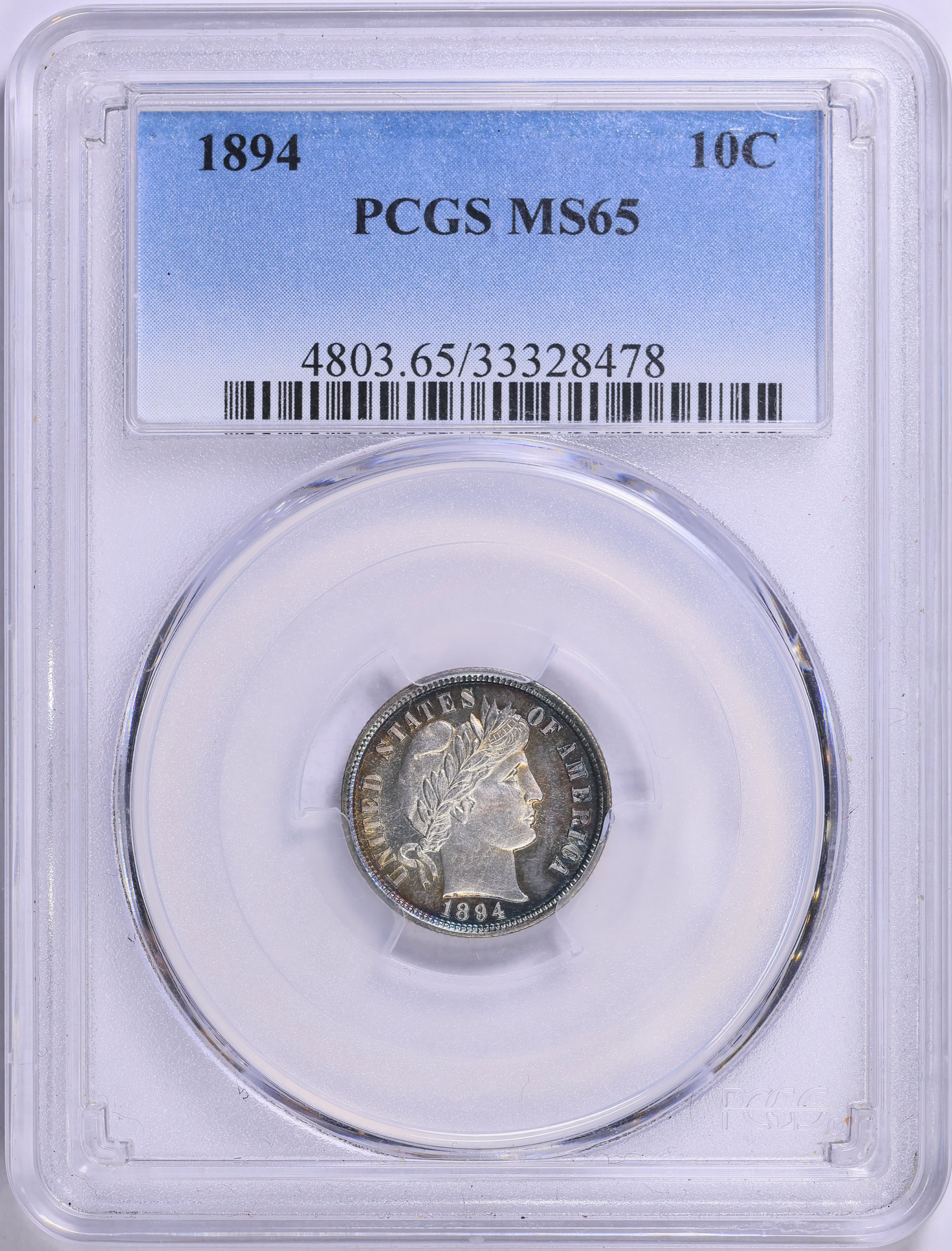 1894 Barber Dime PCGS MS-65 (Toned) (Item 1845086) | GreatCollections ...