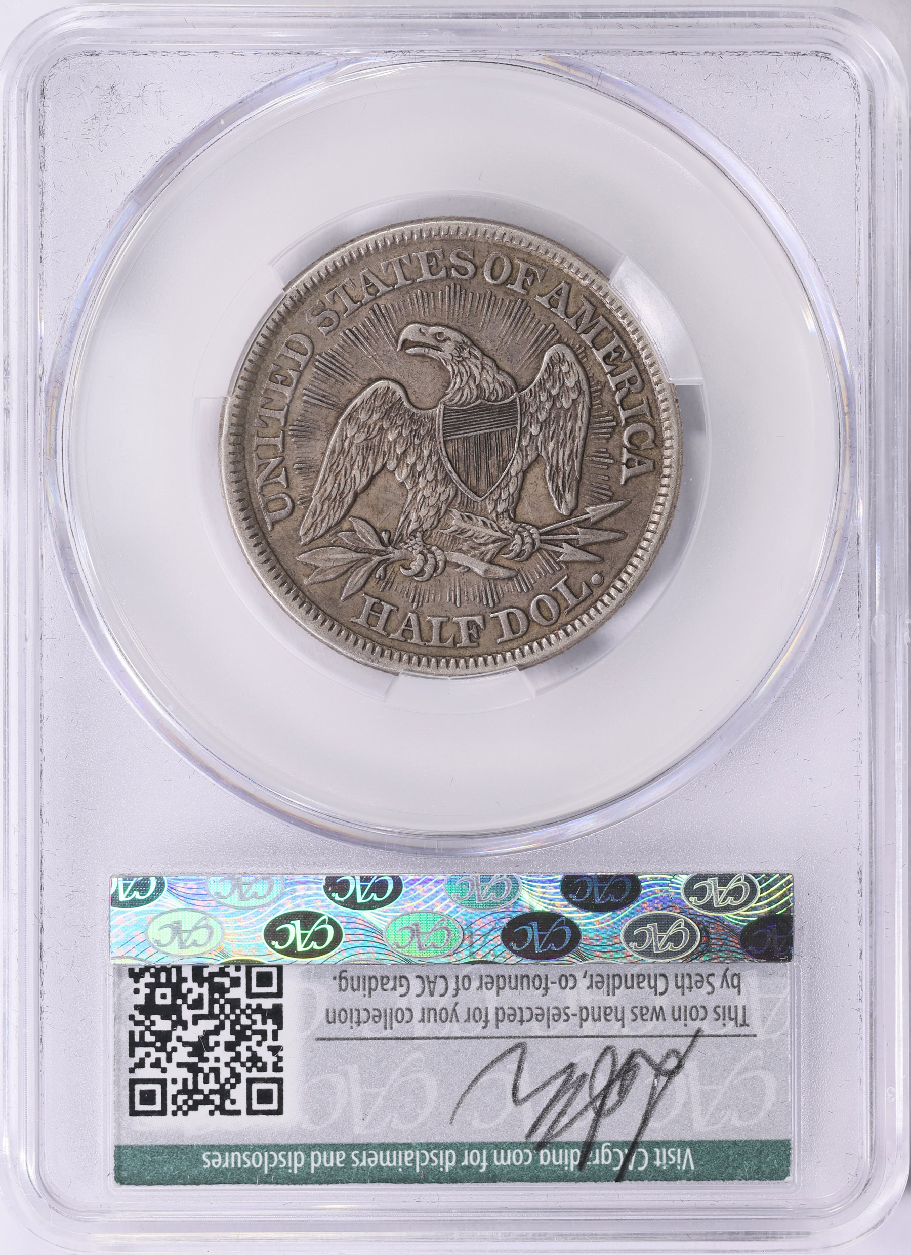 1853 Seated Liberty Half Dollar Arrows and Rays CACG XF-45 (WitterBrick, Signed Seth Chandler ...