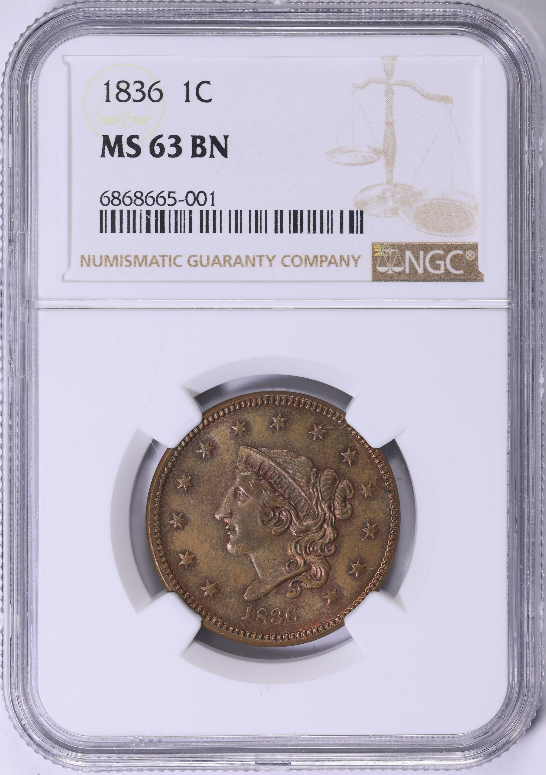 1836 Matron Cent NGC MS-63 BN (Item 1845121) | GreatCollections Coin Auctions