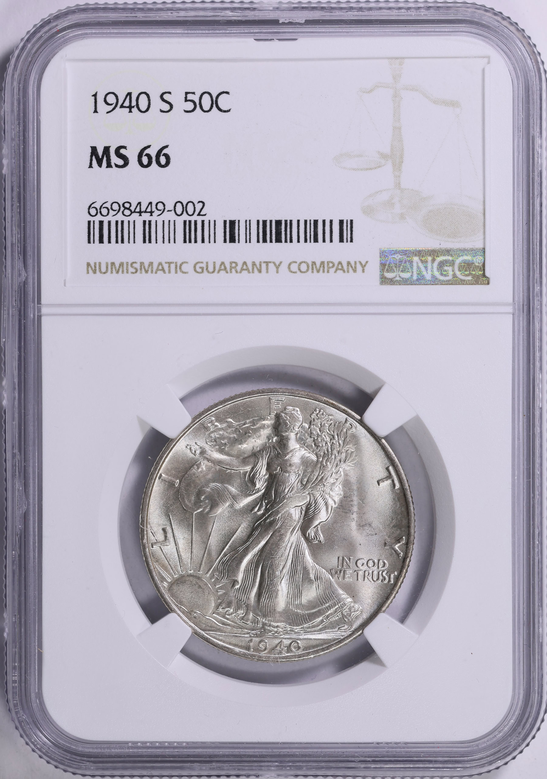 1940-S Walking Liberty Half Dollar NGC MS-66 (Item 1845126) | GreatCollections Coin Auctions
