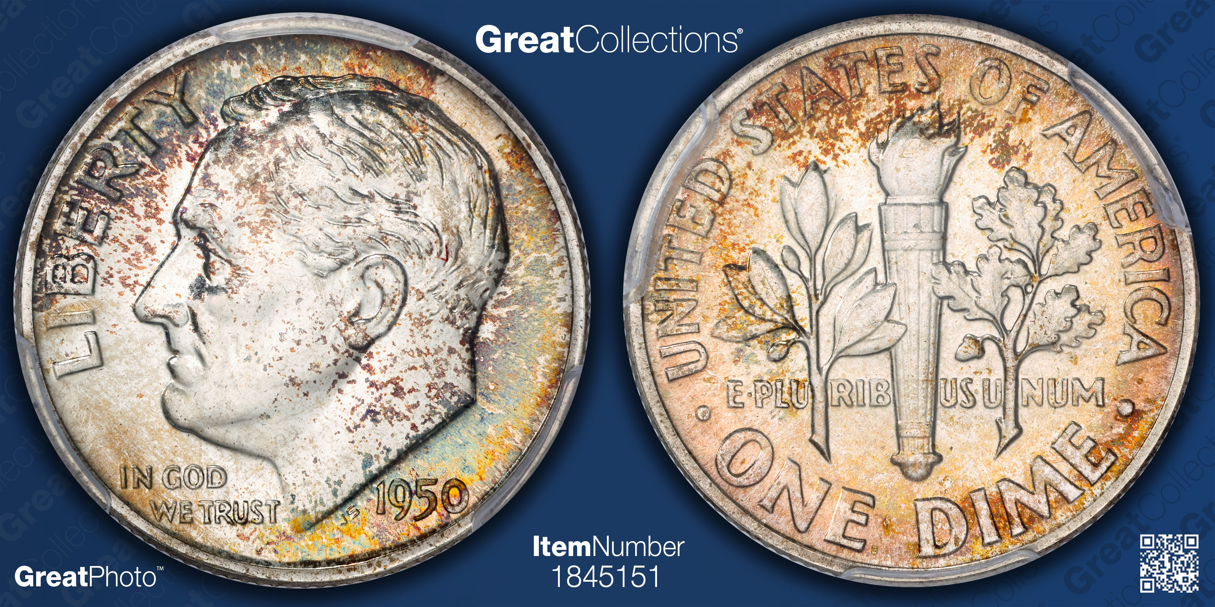 1950 Roosevelt Dime PCGS Proof-67 (Toned) (Item 1845151 ...