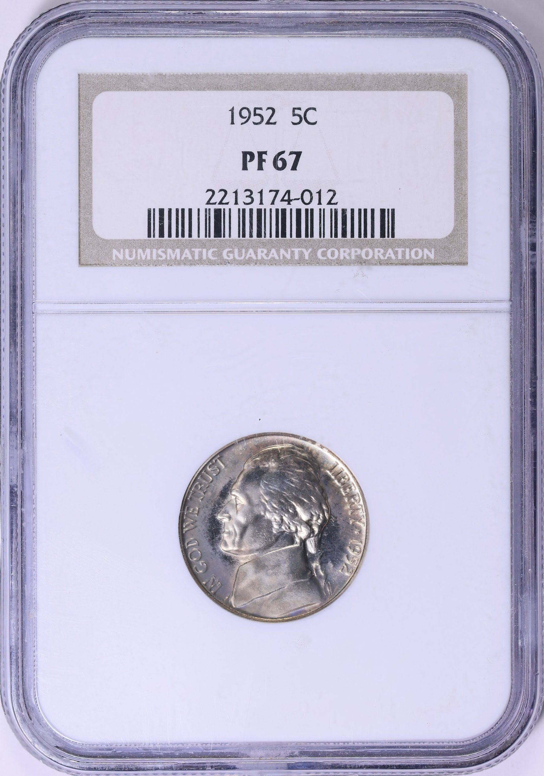 1952 Jefferson Nickel NGC Proof-67 (Item 1845173) | GreatCollections ...