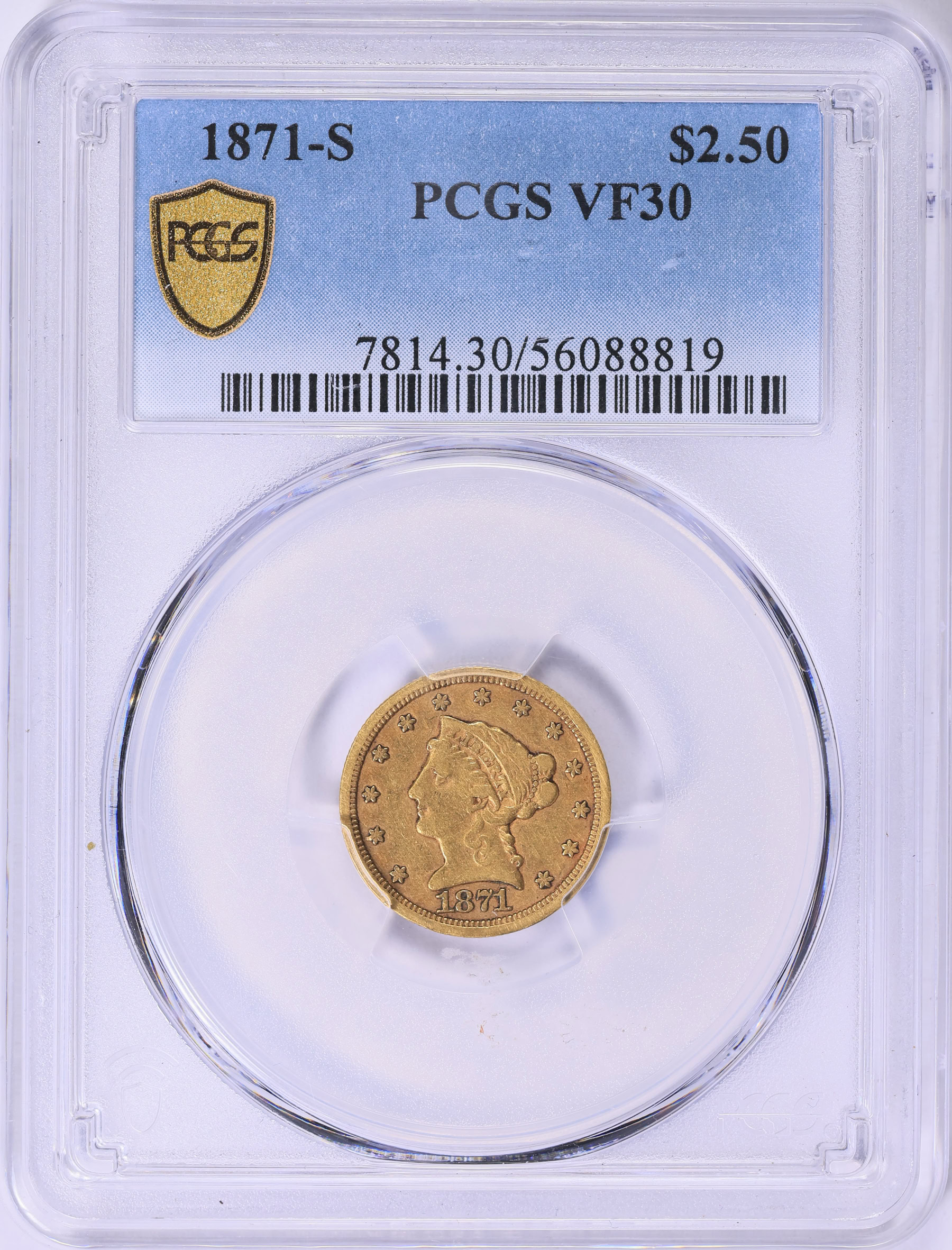 1871-S Liberty Gold Quarter Eagle PCGS VF-30 (Item 1845238 ...