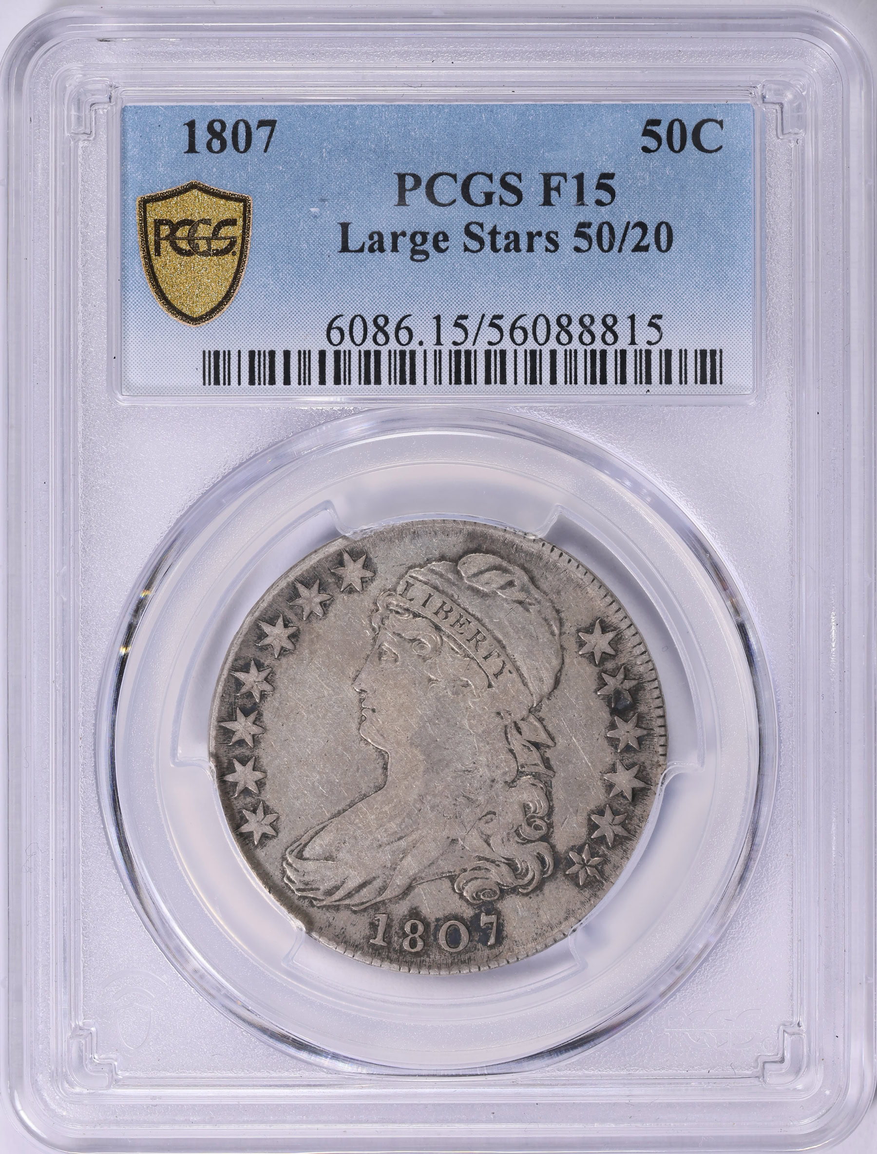 1807 Capped Bust Half Dollar Large Stars, 50/20 PCGS F-15 (Item 1845239) | GreatCollections Coin ...