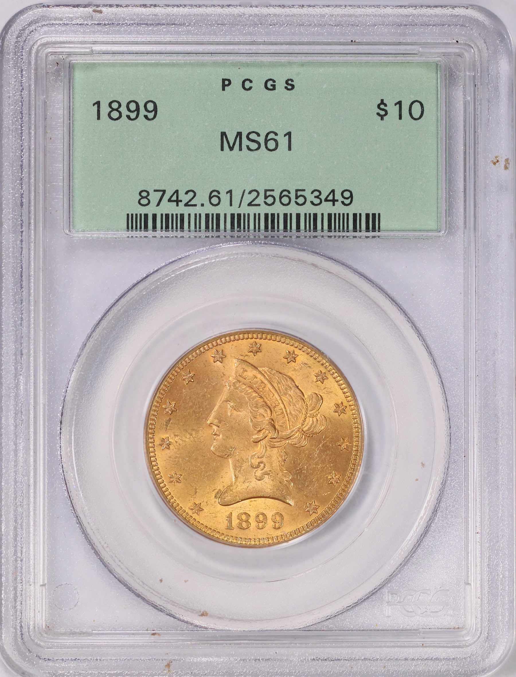 1899 Liberty Gold Eagle PCGS MS-61 OGH (Item 1845253) | GreatCollections Coin Auctions