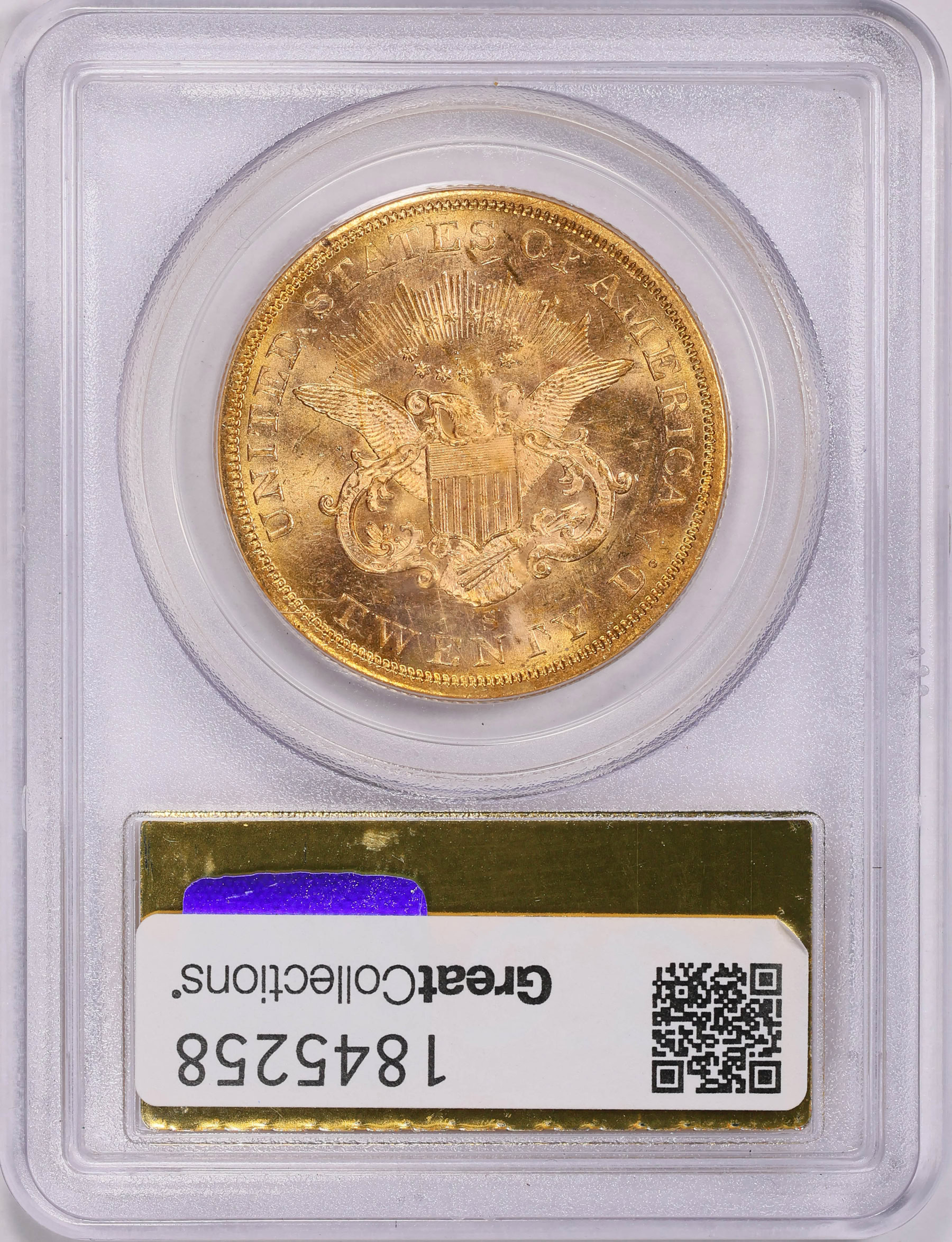1857-S Liberty Gold Double Eagle No Serif, Right S Shipwreck S.S. Central America PCGS MS-63 ...