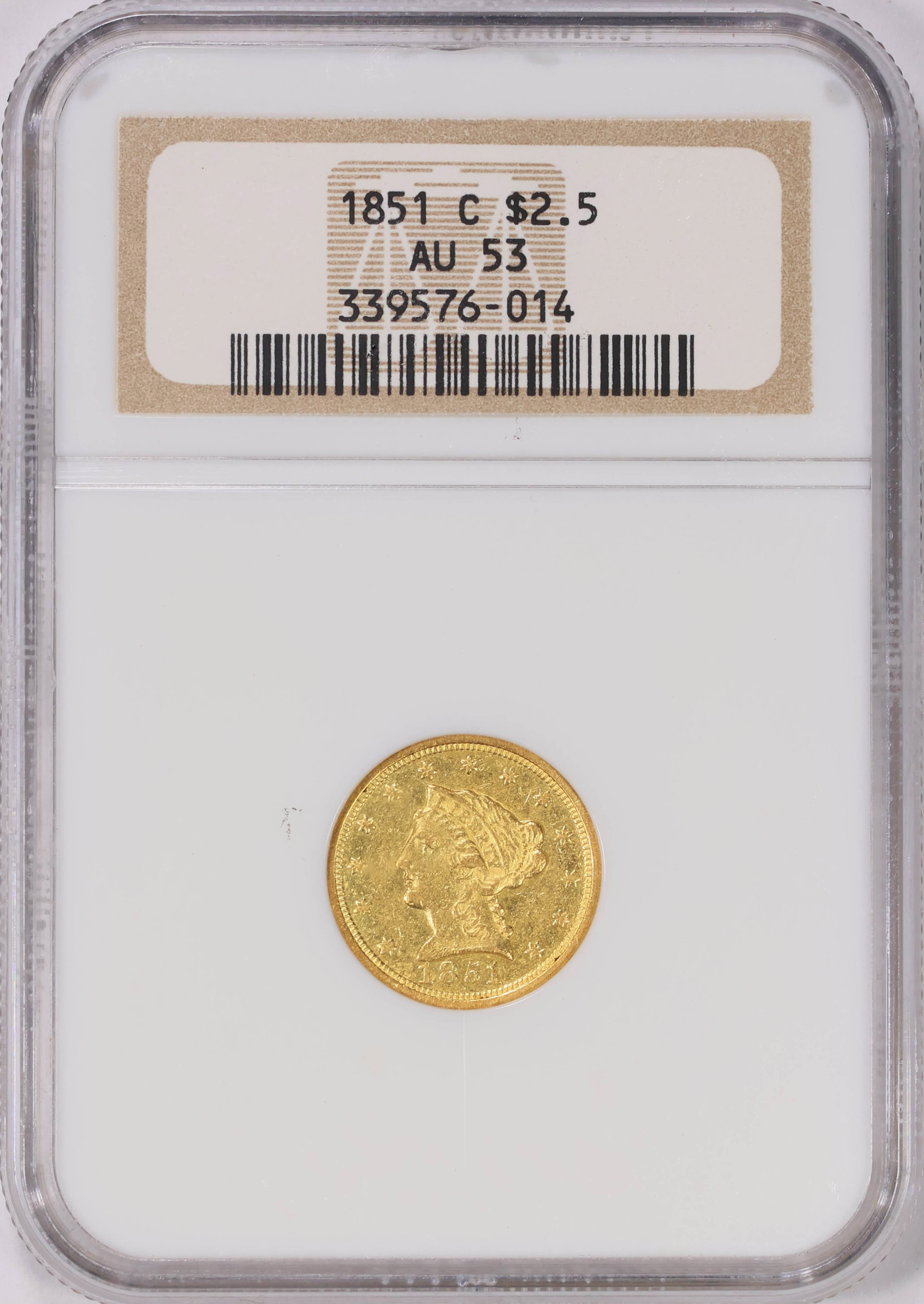 1851-C Liberty Gold Quarter Eagle NGC AU-53 (Item 1845262) | GreatCollections Coin Auctions
