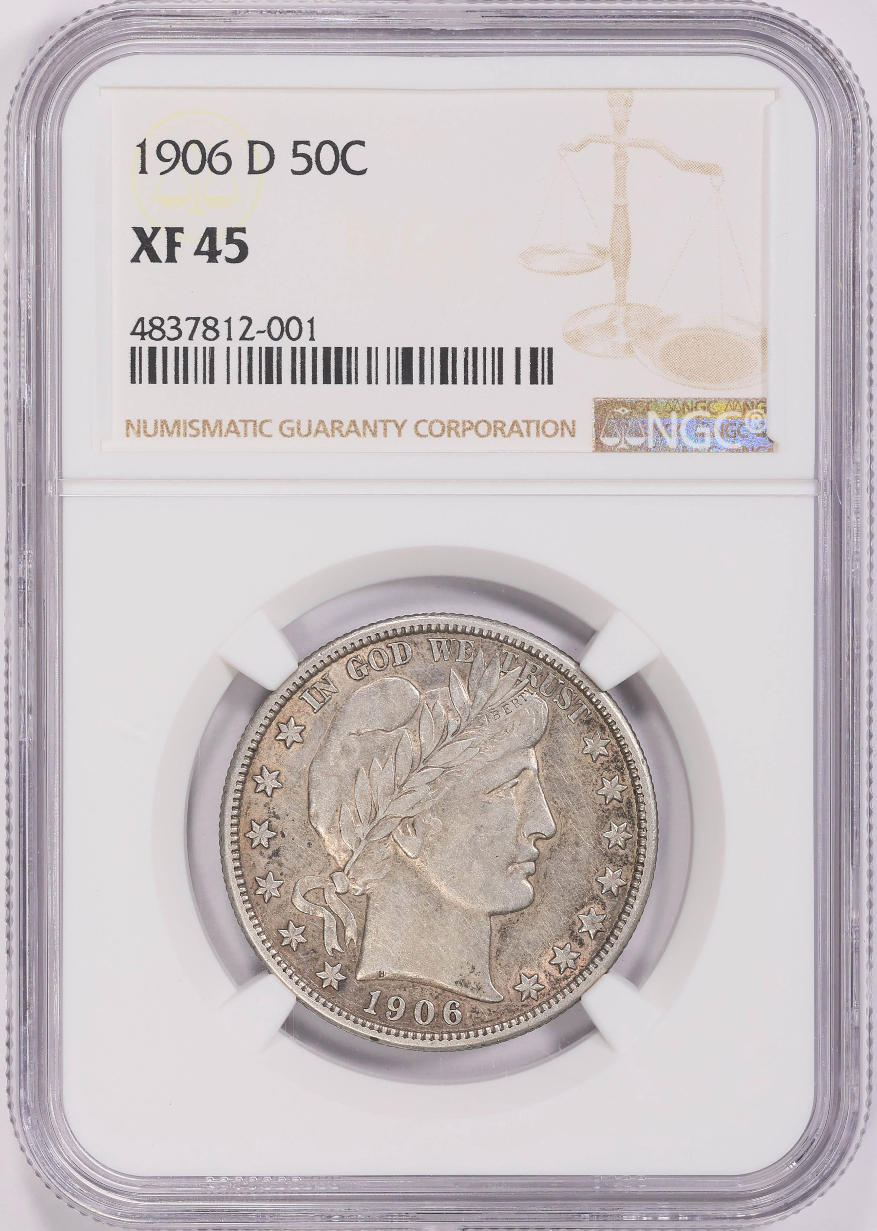 1906-D Barber Half Dollar NGC XF-45 (Item 1845960) | GreatCollections Coin Auctions