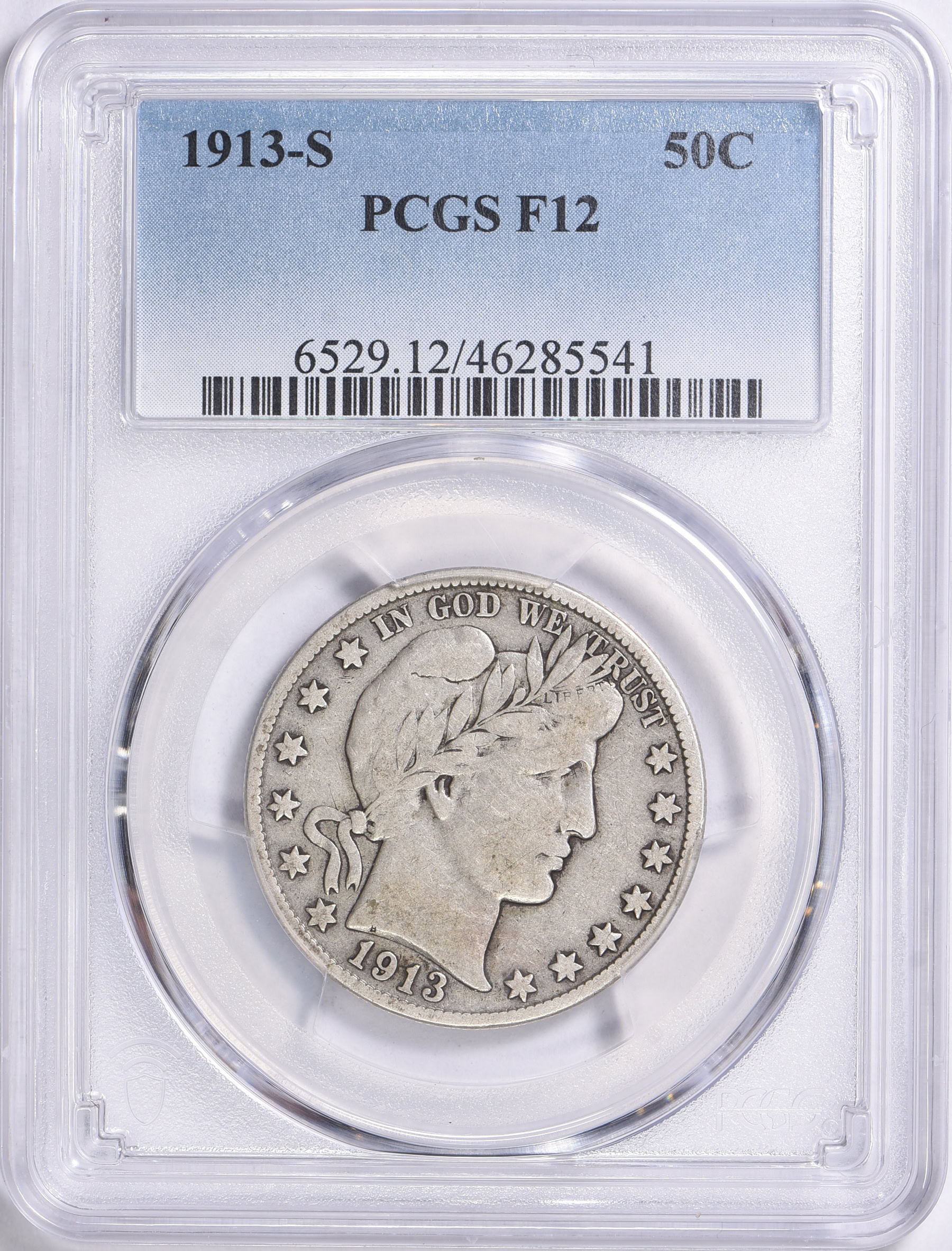 1913-S Barber Half Dollar PCGS F-12 (Item 1845963) | GreatCollections Coin Auctions
