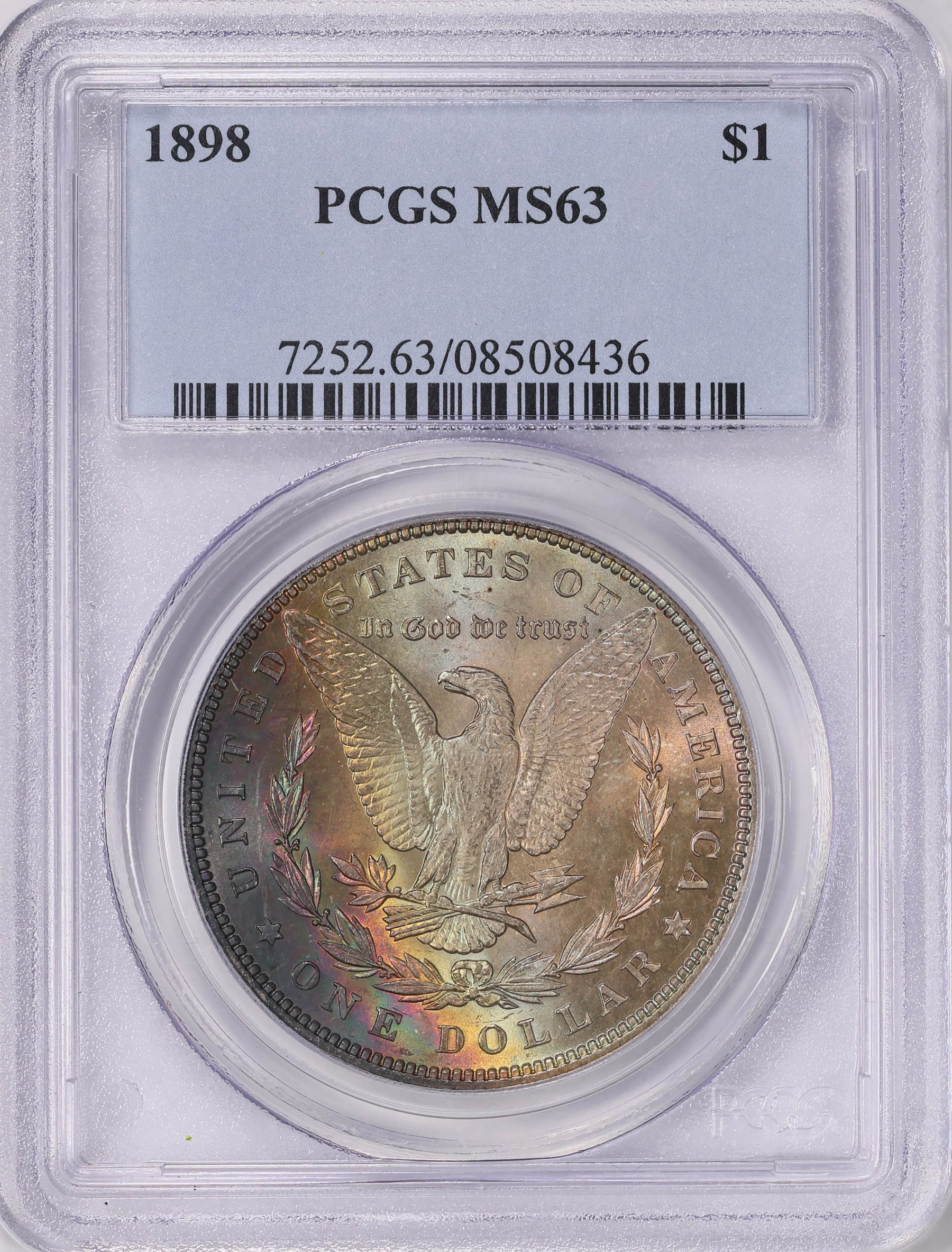 1898 Morgan Silver Dollar PCGS MS-63 (Toned) (Item 1845982) | GreatCollections Coin Auctions