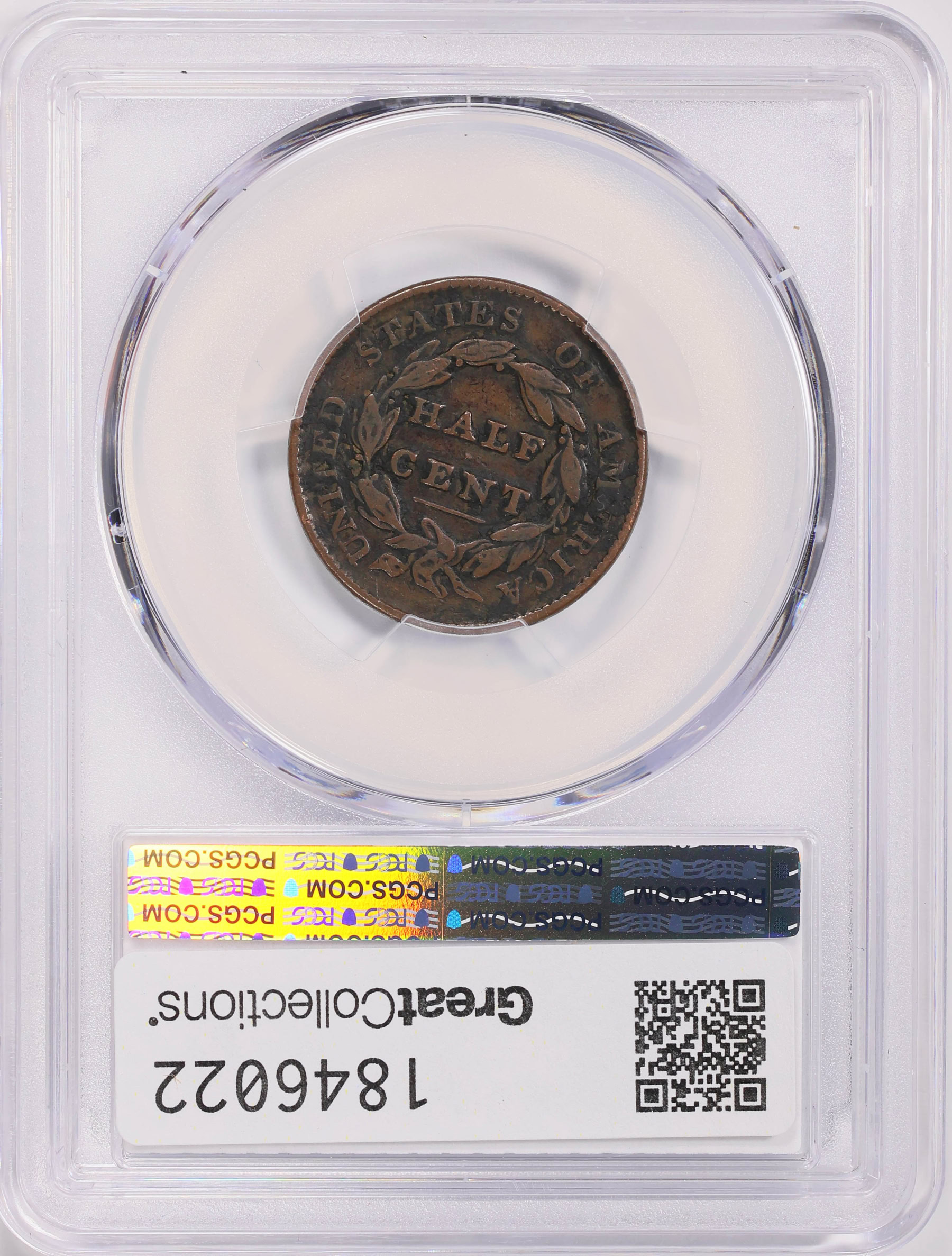 1828 Classic Half Cent 13 Stars PCGS Genuine Fine Details (Item 1846022) | GreatCollections Coin ...