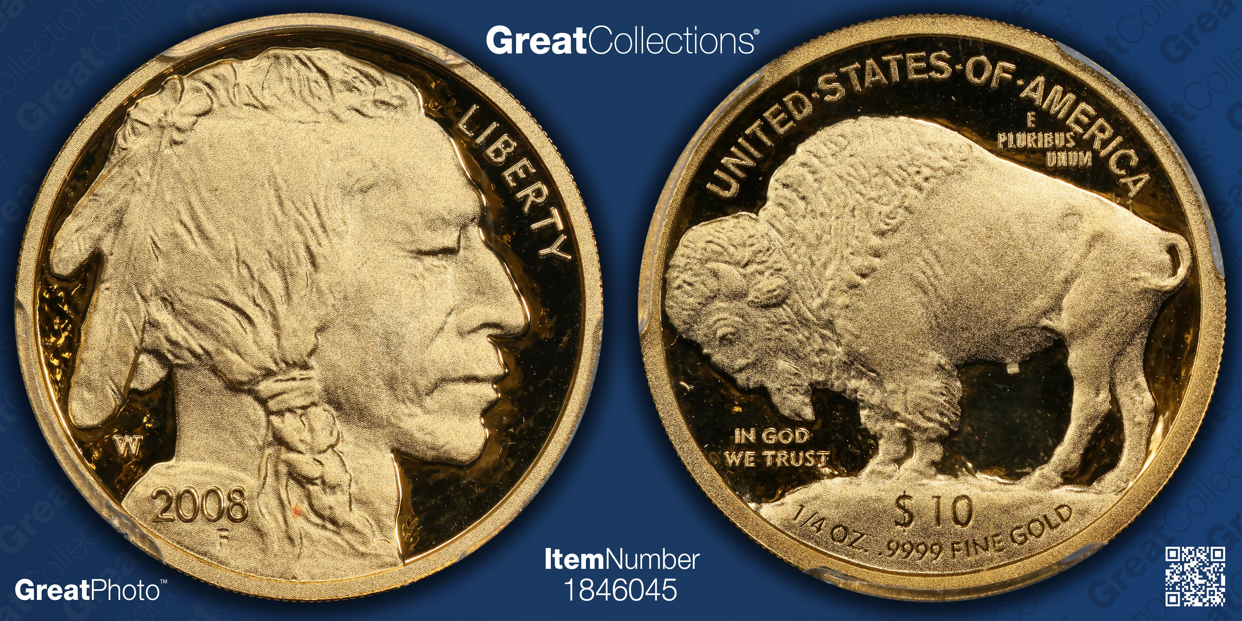 2008-W $10 Quarter-Ounce Gold American Buffalo First Strike PCGS Proof ...