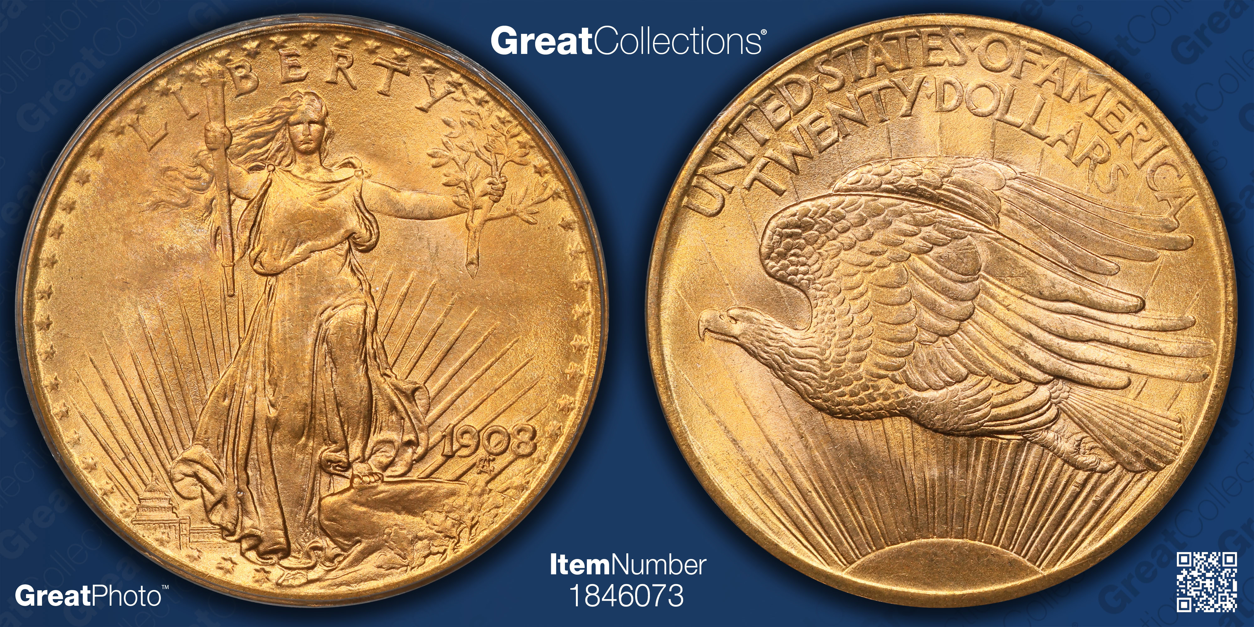 1908 Saint-Gaudens Gold Double Eagle No Motto Wells Fargo Nevada Gold ...