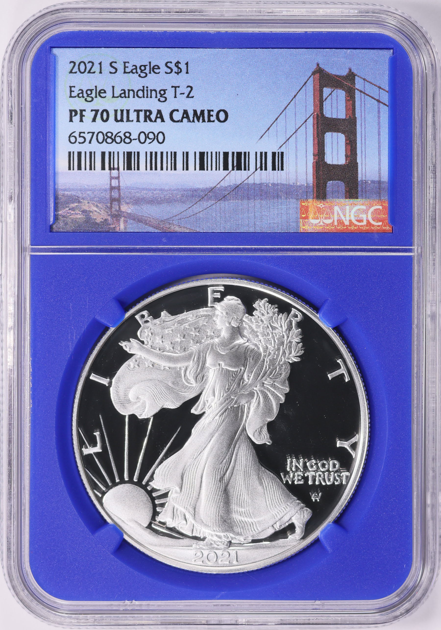 2021-S $1 Silver Eagle Type 2 NGC Proof-70 UC (Blue Frame Holder) (Item 1846159 ...