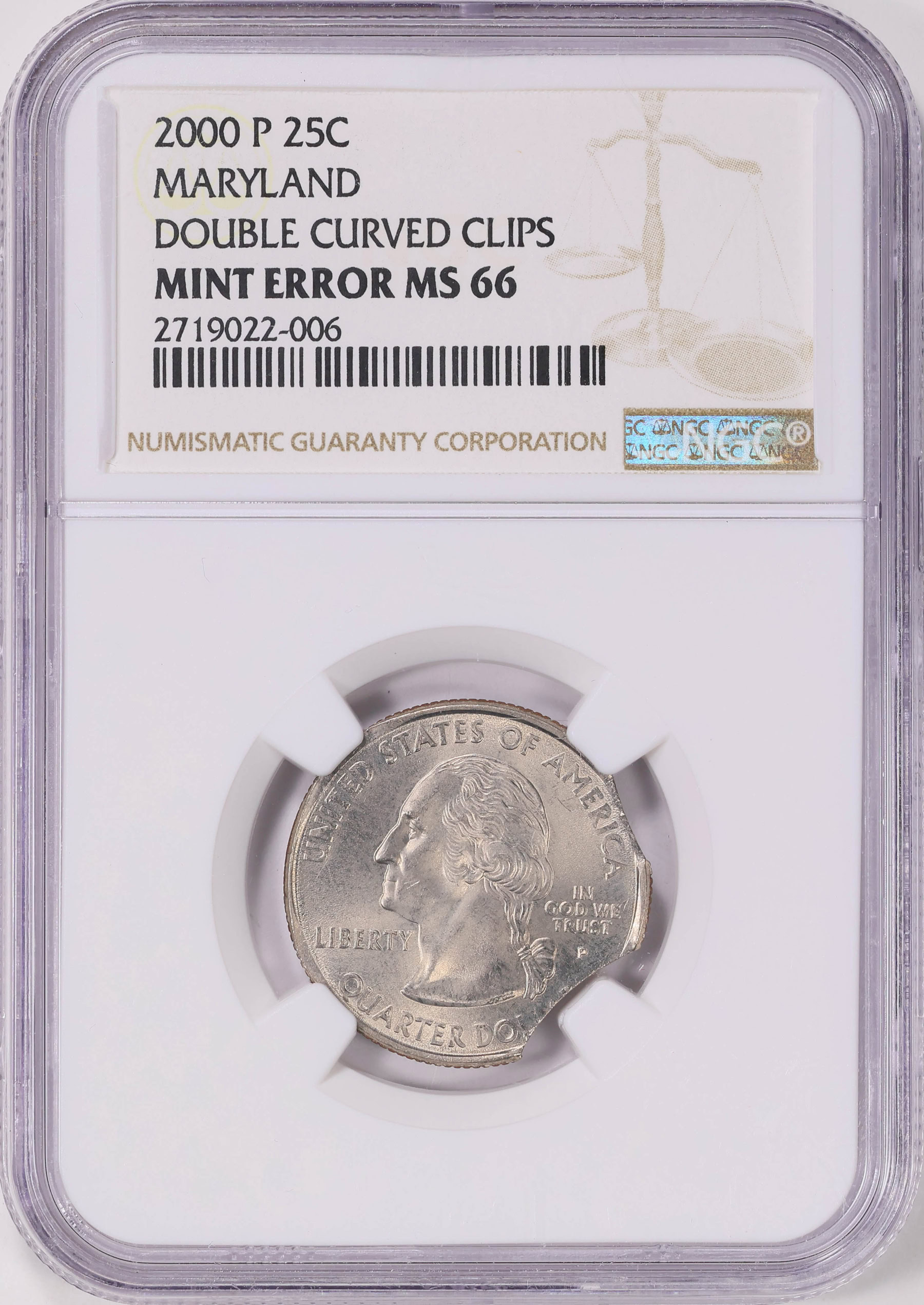 Mint Error 2000-P Maryland State Double Curved Clips NGC MS-66 | NGC ...
