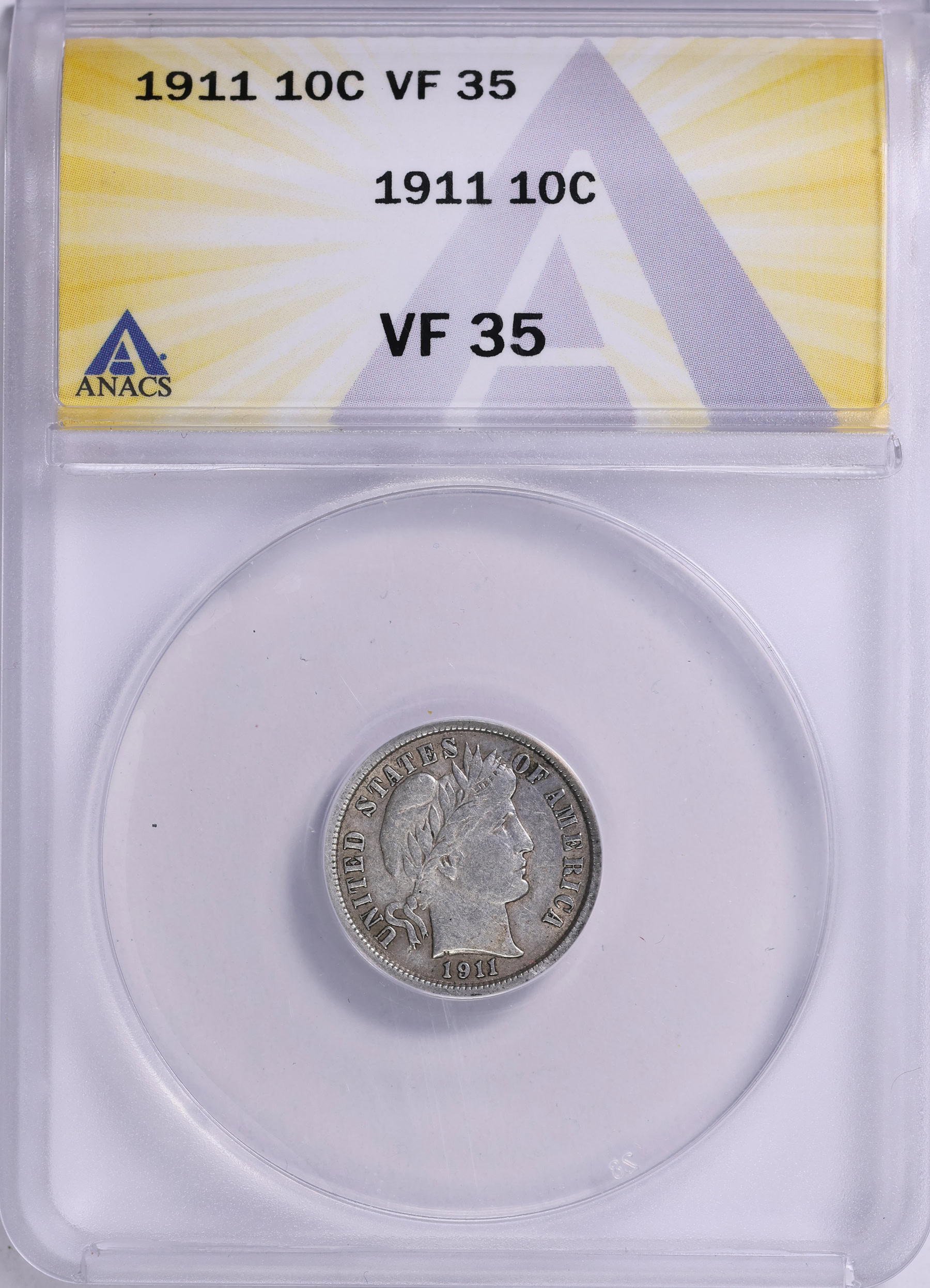 1911 Barber Dime ANACS VF-35 (Item 1846177) | GreatCollections Coin Auctions