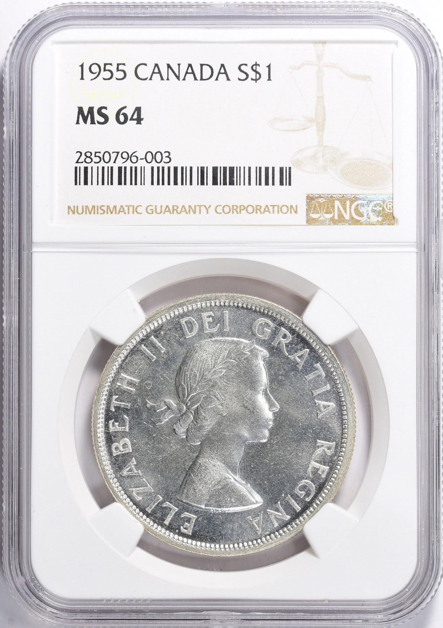 Canada 1955 Silver Dollar KM-54 NGC MS-64 (Item 1846191 ...