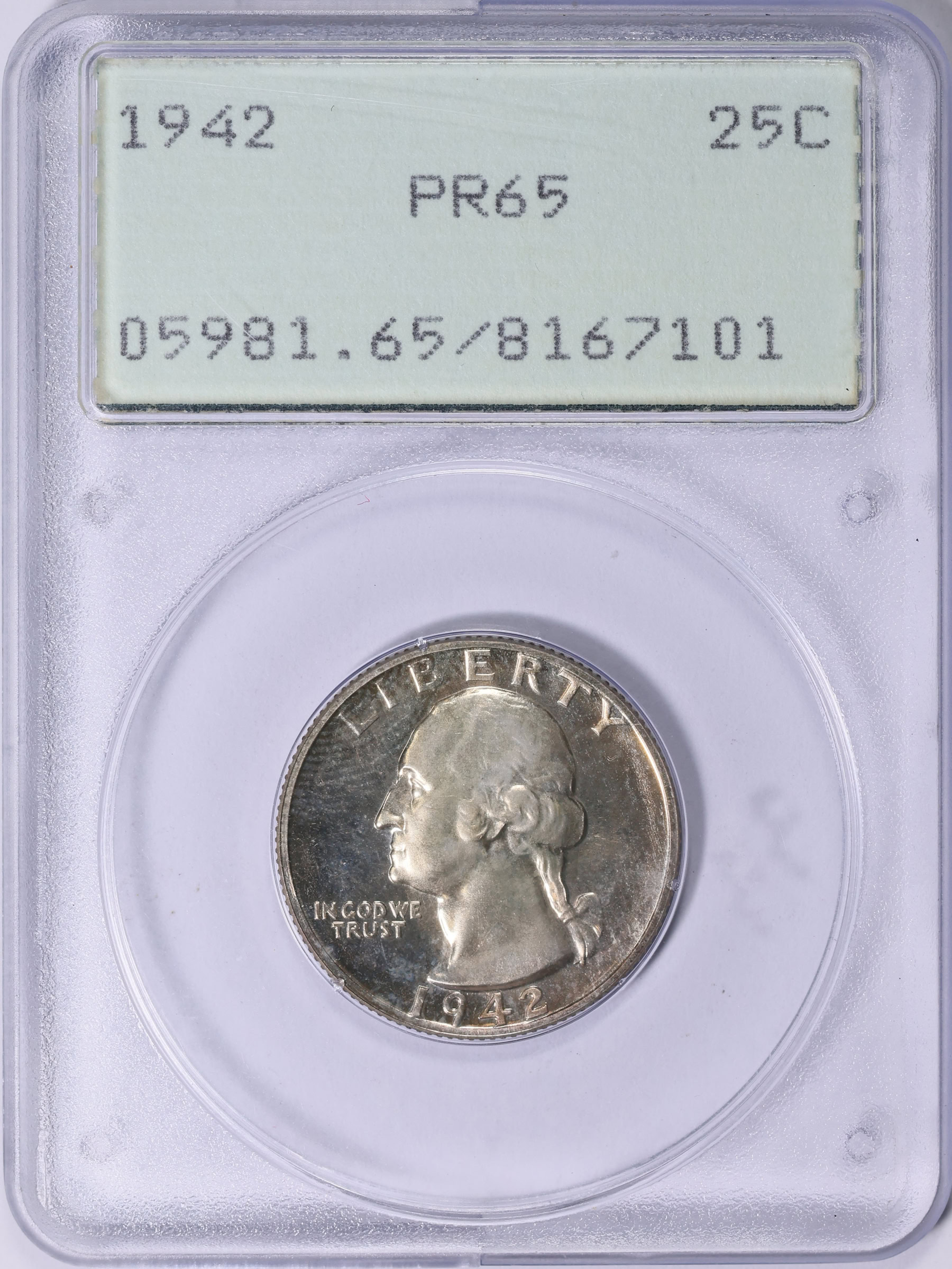 1942 Washington Quarter PCGS Proof-65 OGH (1st Gen) (Item 1846208) | GreatCollections Coin Auctions
