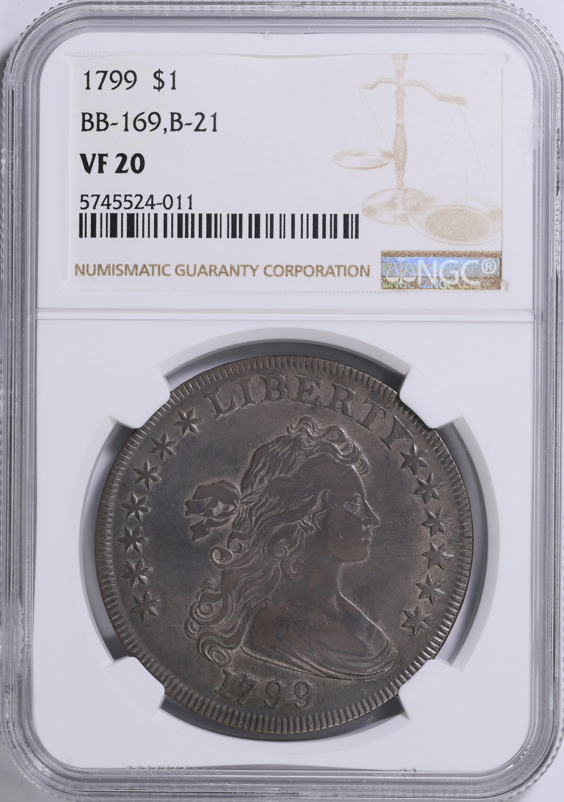1799 Draped Bust Silver Dollar B-21 BB-169 NGC VF-20 (Item 1846251 ...