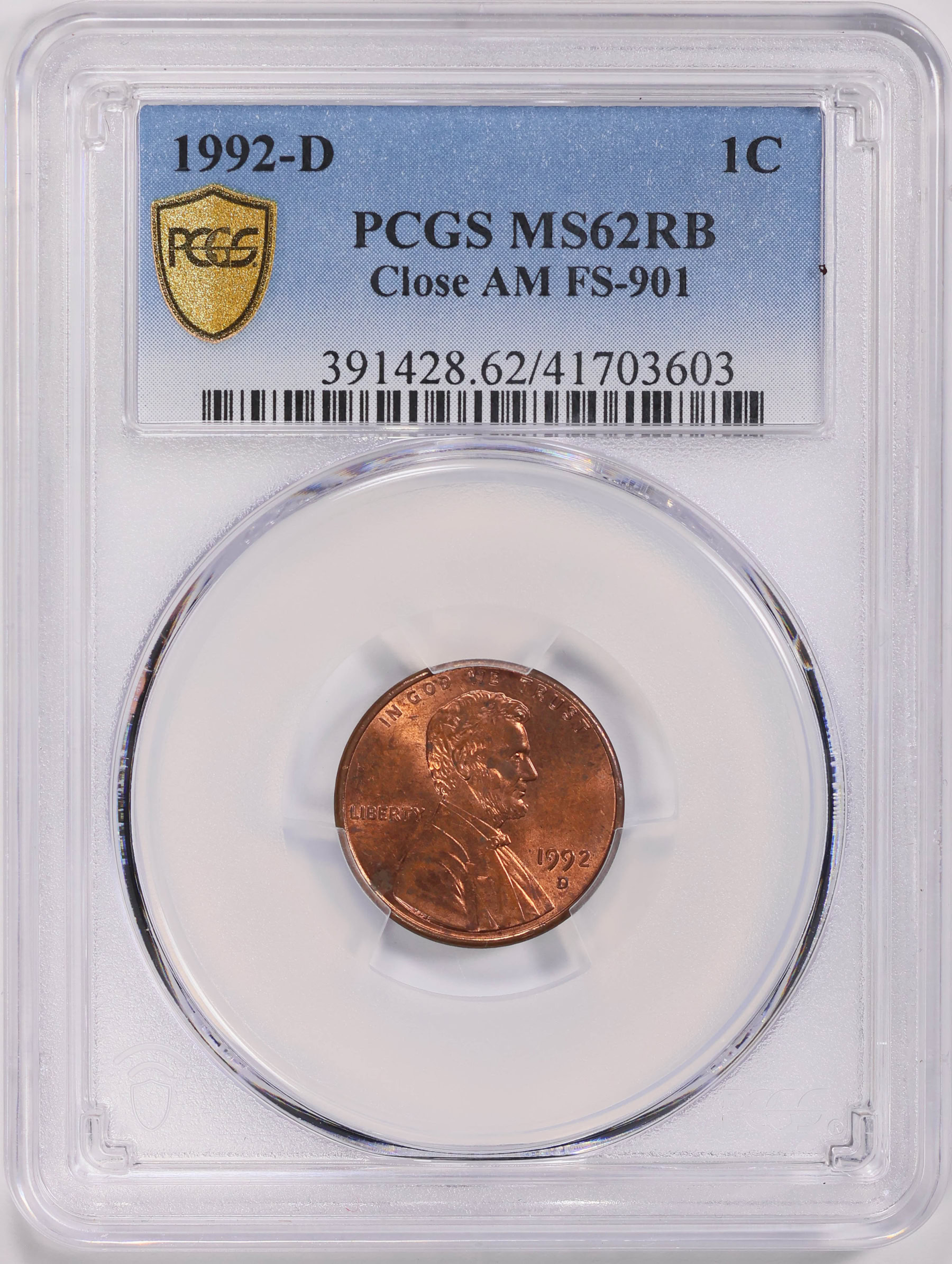 1992-D Lincoln Cent Close AM FS-901 PCGS MS-62 RB (Item 1846256 ...