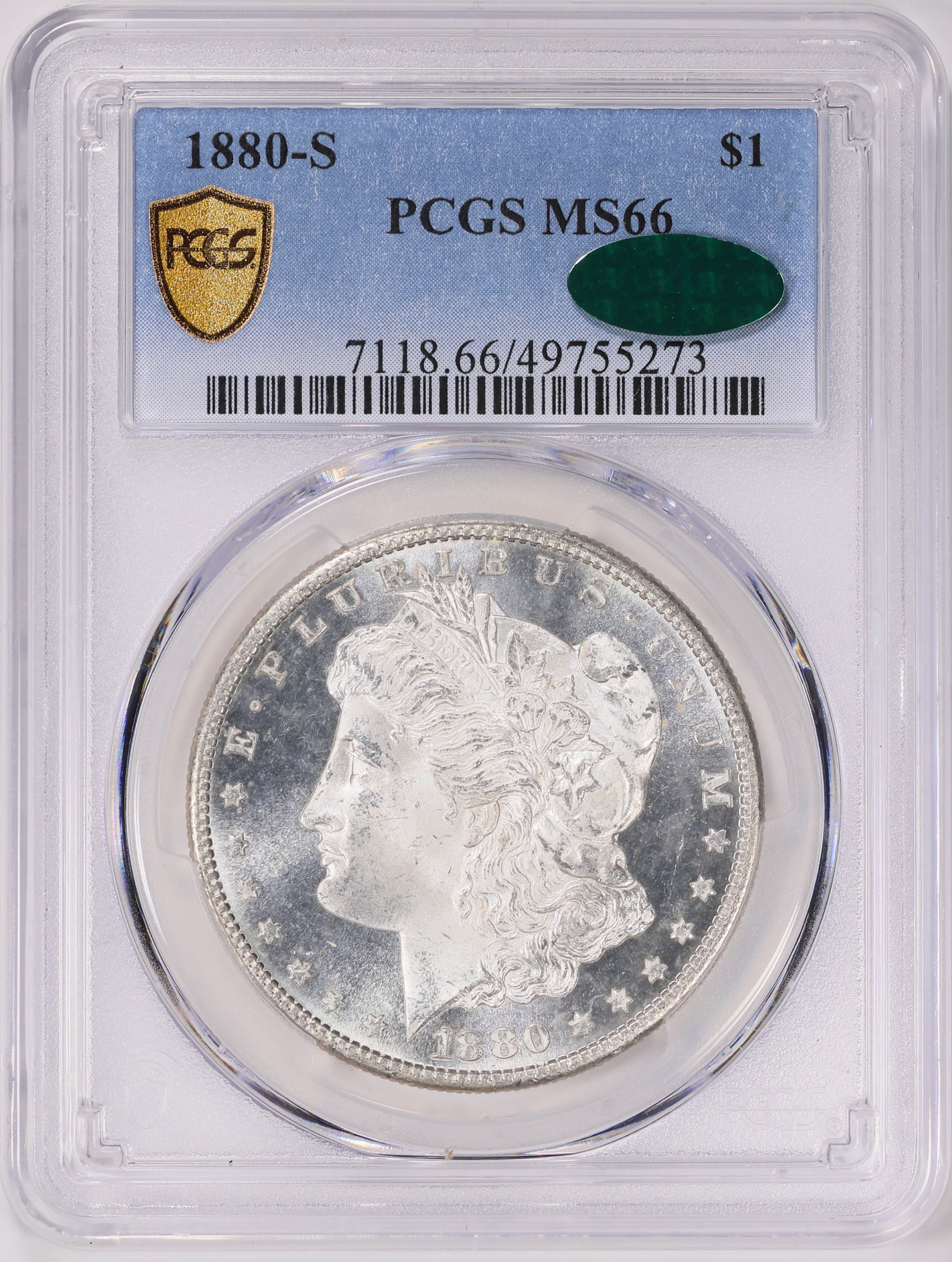 1880-S Morgan Silver Dollar PCGS MS-66 (CAC Green) (Item 1846258) | GreatCollections Coin Auctions