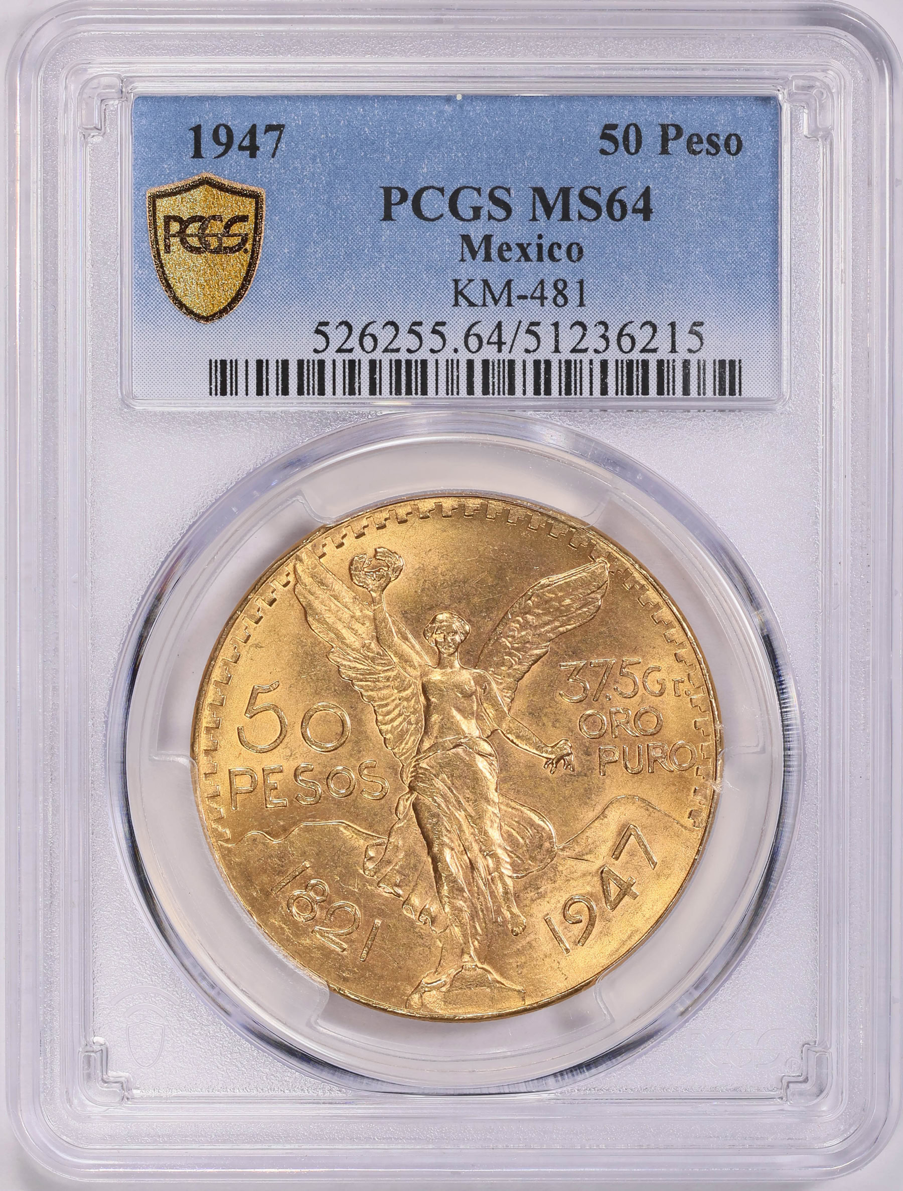Mexico 1947 Gold 50 Pesos KM-481 PCGS MS-64 (AGW = 1.2057 Oz.) (Item 1846304) | GreatCollections ...