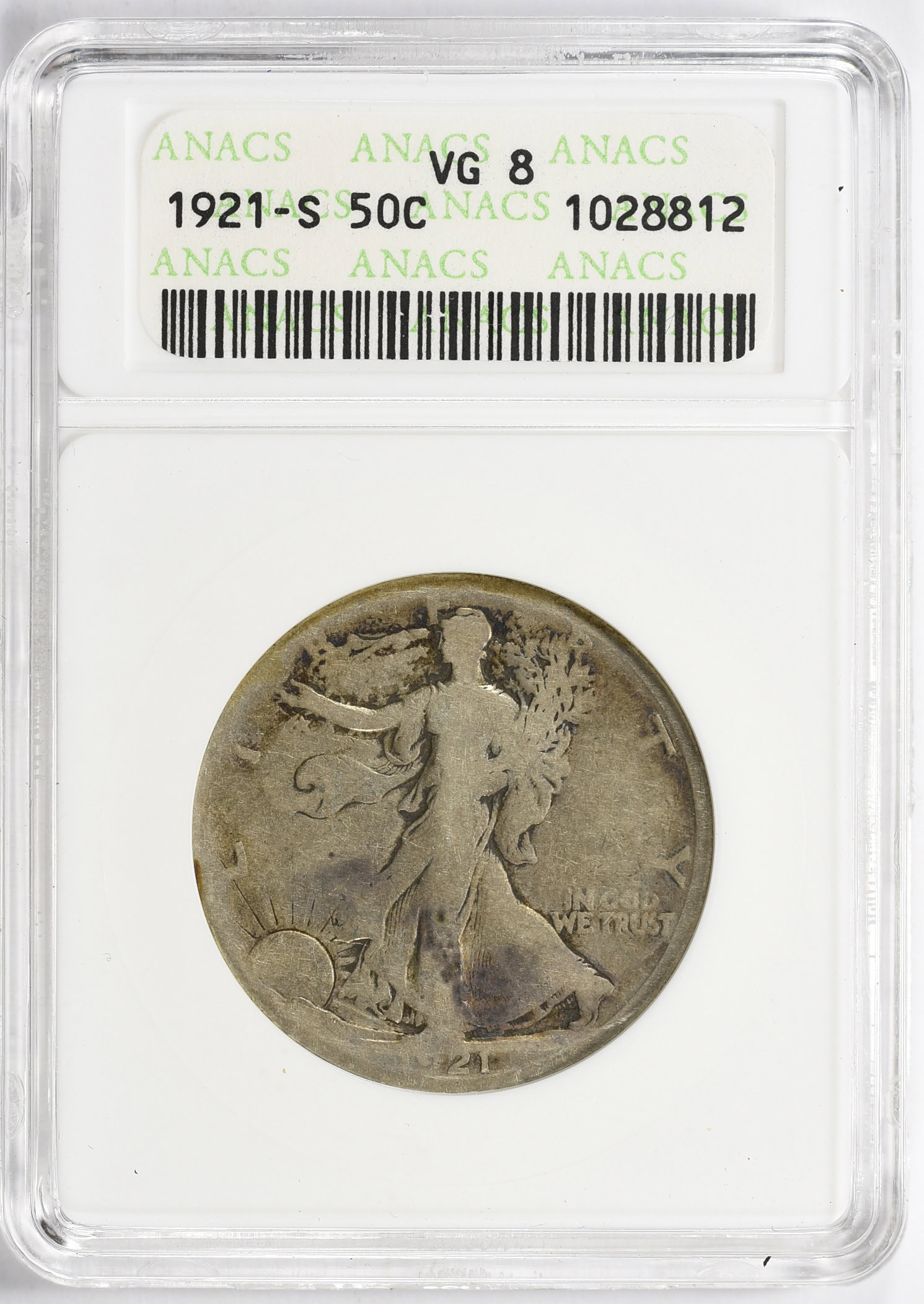 1921-S Walking Liberty Half Dollar ANACS VG-08 OH (Item 1846334) | GreatCollections Coin Auctions