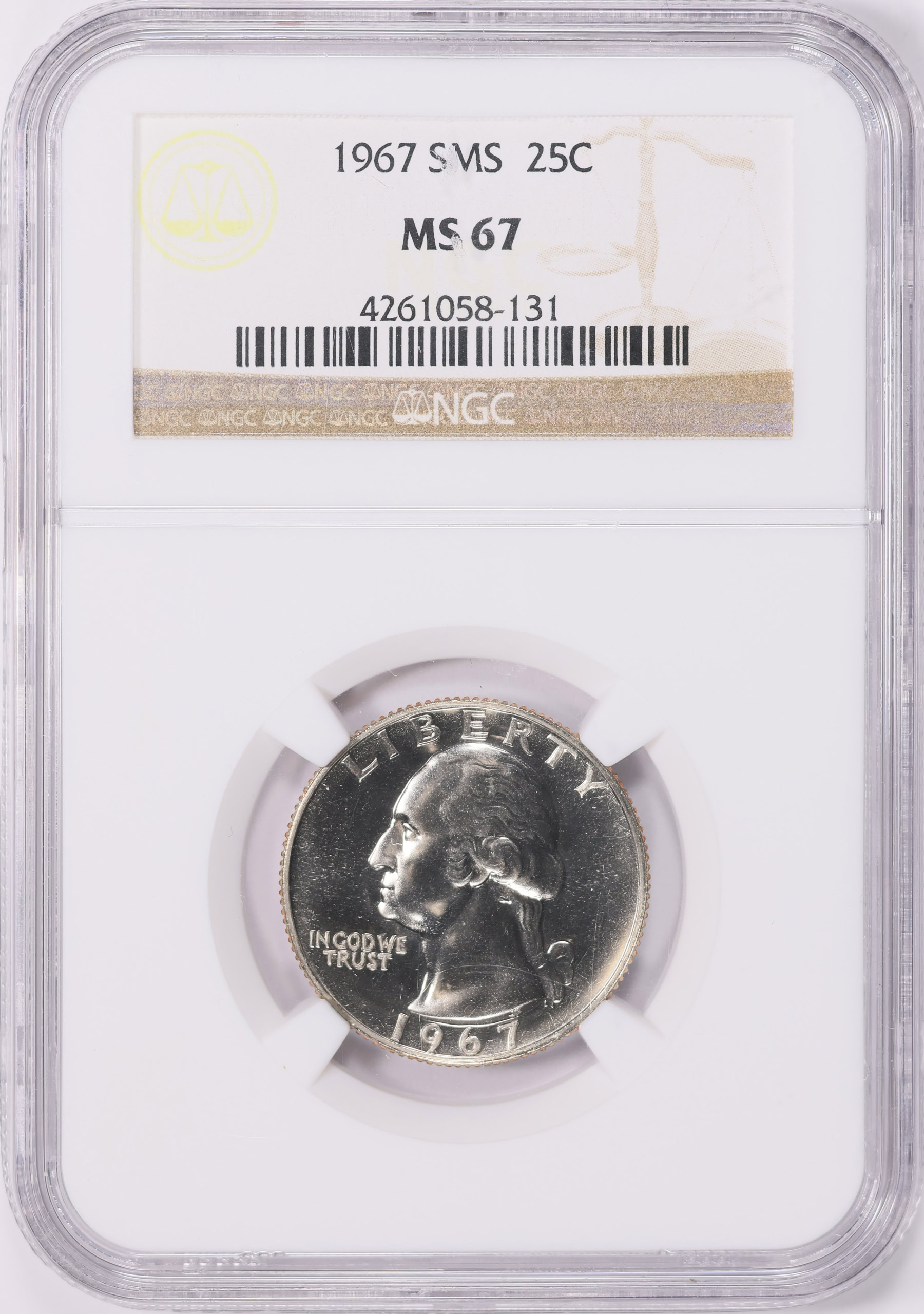 1967 Washington Quarter SMS NGC MS-67 (Item 1846394) | GreatCollections ...
