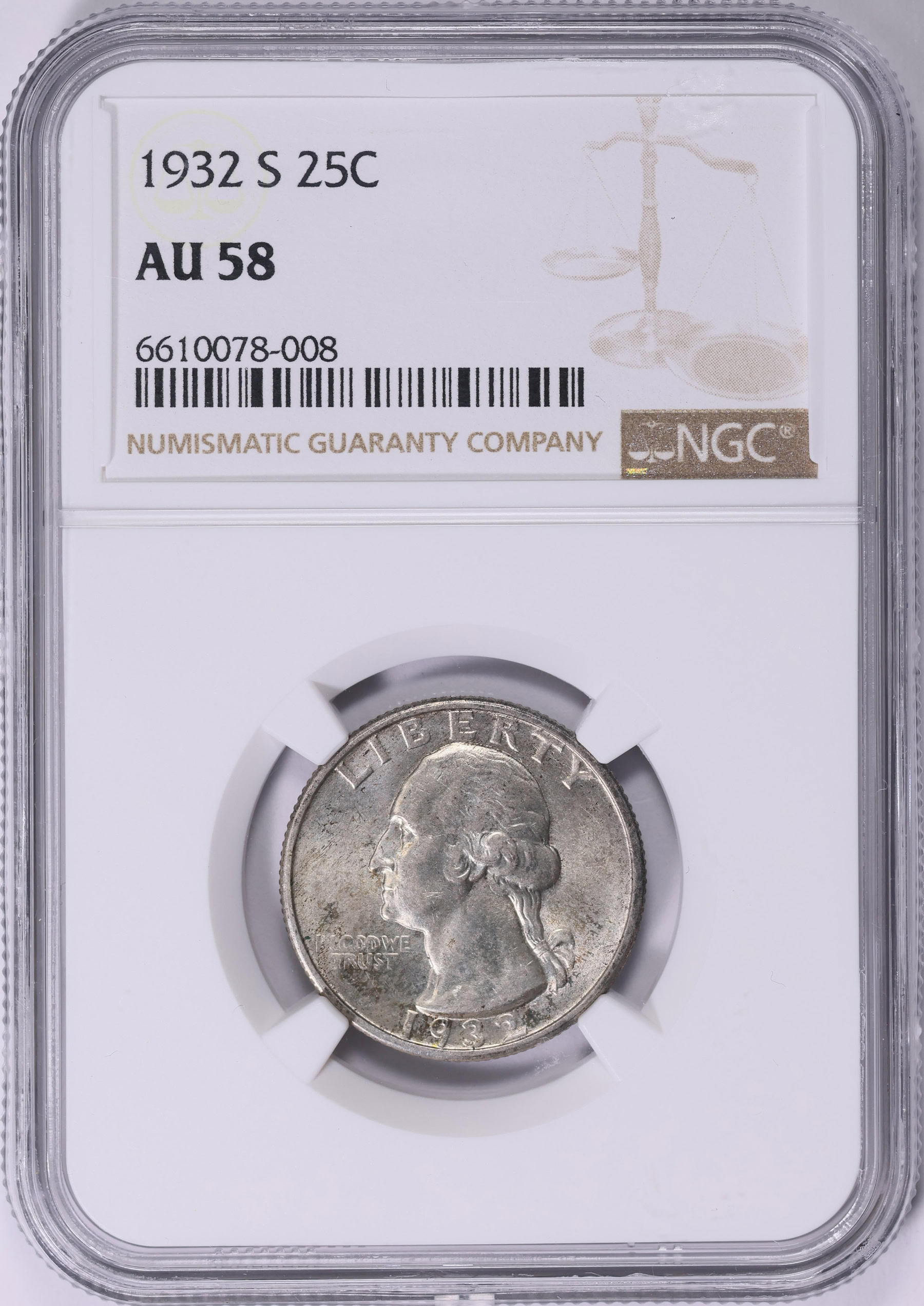 1932-S Washington Quarter NGC AU-58 (Item 1846444) | GreatCollections Coin Auctions