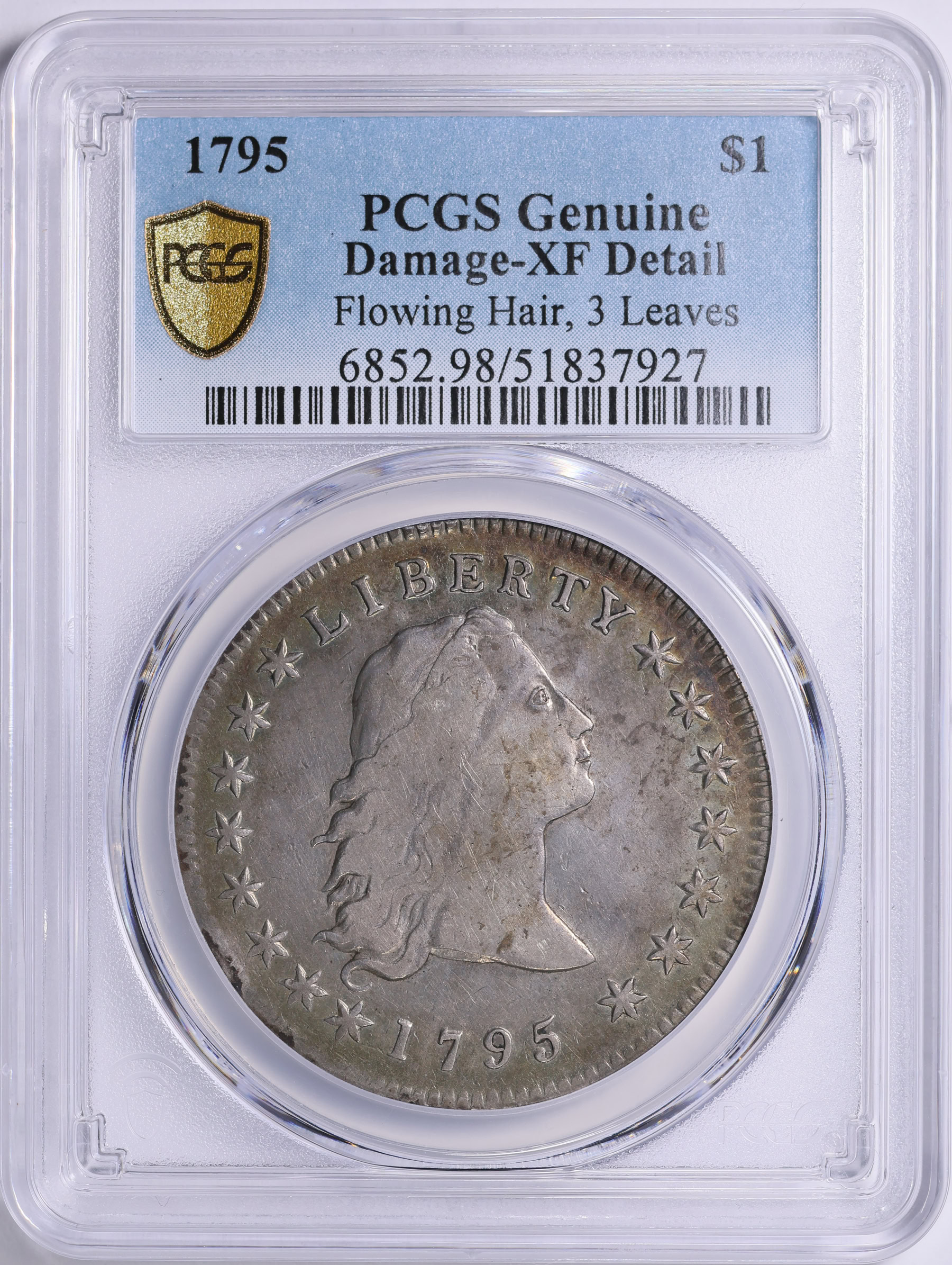 1795 Flowing Hair Silver Dollar 3 Leaves PCGS Genuine XF Details (Item 1846562 ...