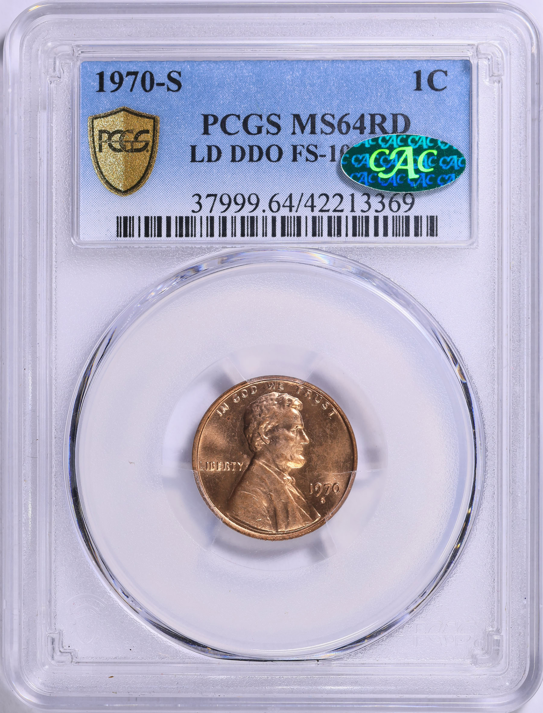 1970-S Lincoln Cent Doubled Die Obverse, Large Date FS-101 PCGS MS-64 ...