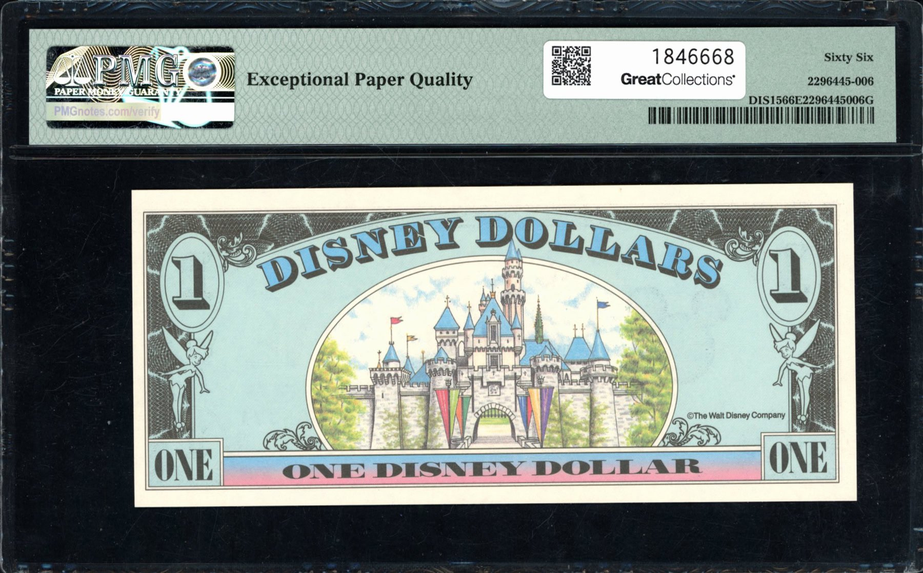 1990 Disneyland $1 Disney Dollar Note Mickey / Sleeping Beauty's Castle ...
