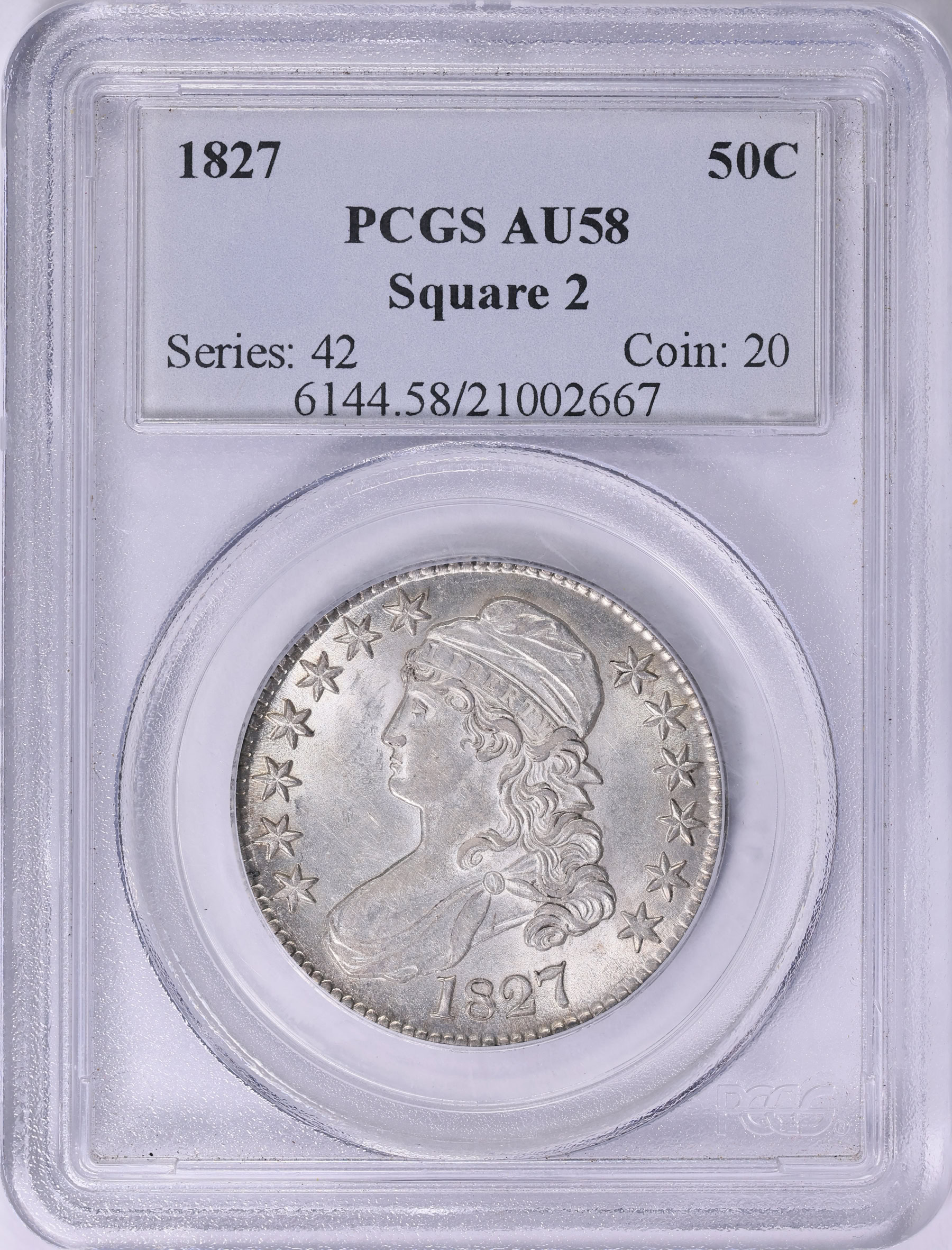 1827 Capped Bust Half Dollar Square Base 2 PCGS AU-58 (Item 1846718 ...