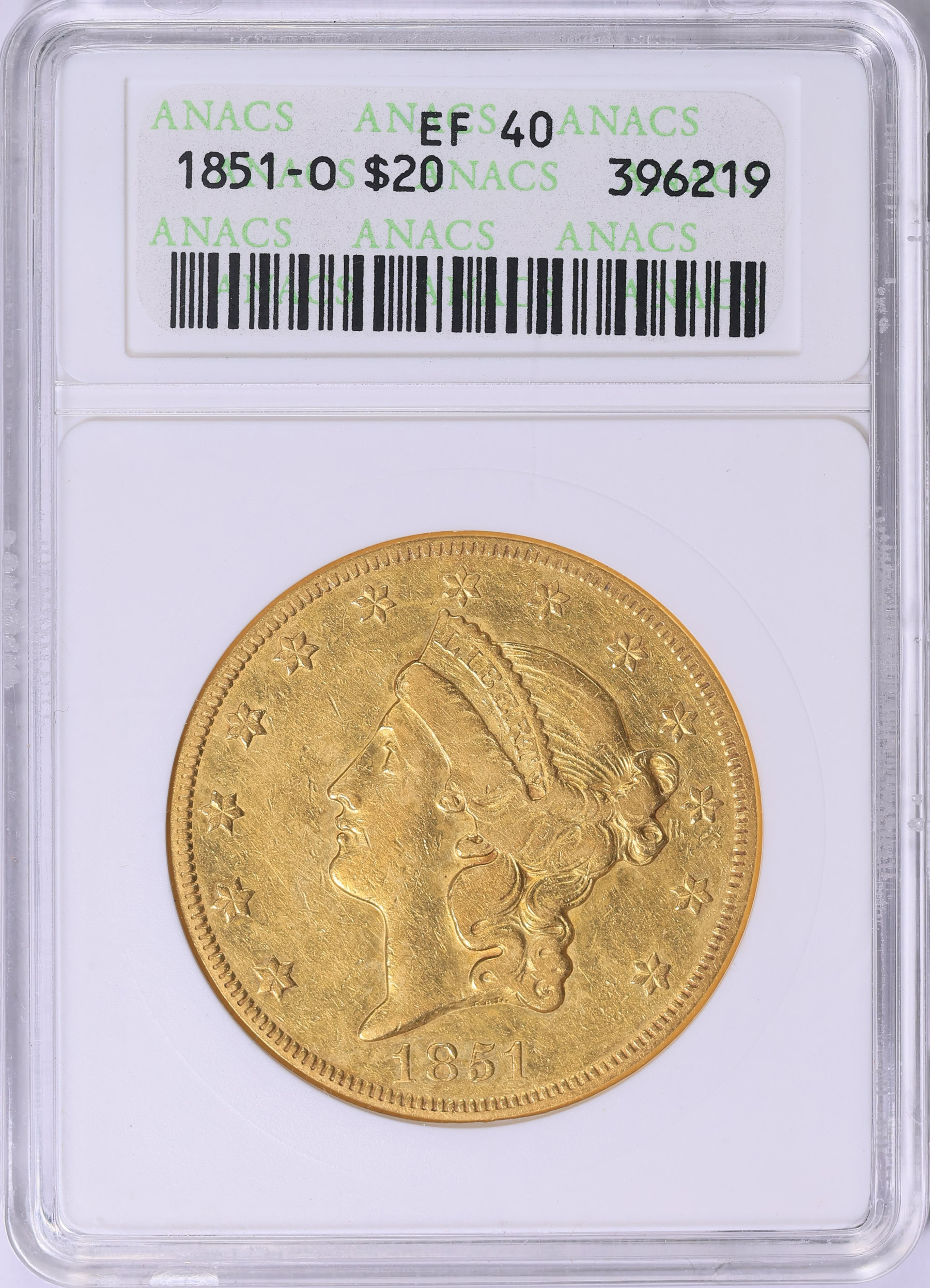 1851-O Liberty Gold Double Eagle ANACS XF-40 OH (Item 1846730) | GreatCollections Coin Auctions