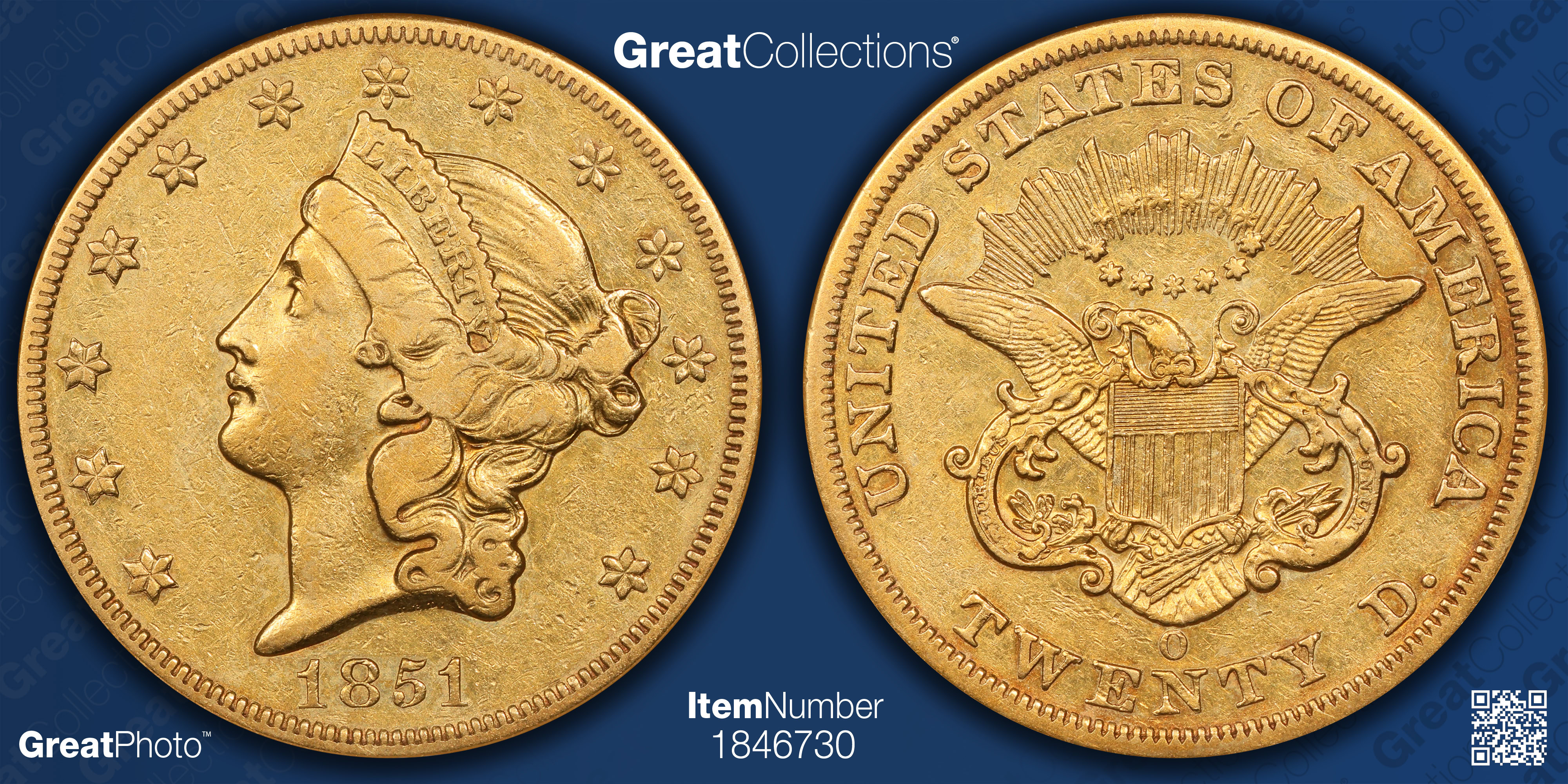 1851-O Liberty Gold Double Eagle ANACS XF-40 OH (Item 1846730 ...