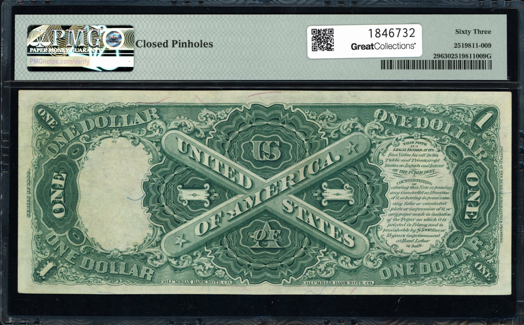 Fr. 29 1880 $1 Legal Tender Note Bruce / Gilfillan PMG Choice ...