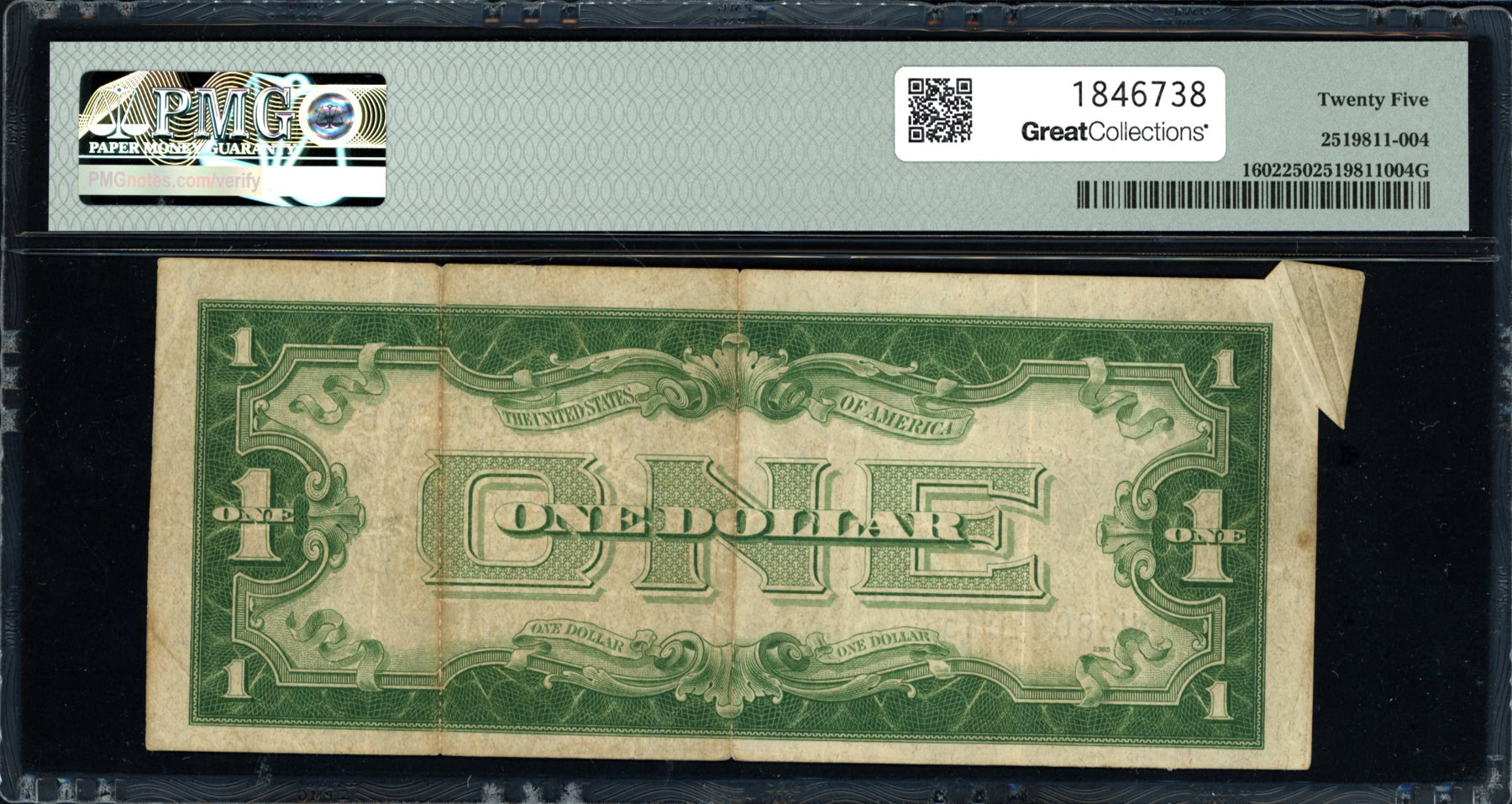 Fr. 1602 (HB Block) 1928B $1 Silver Certificate Error Note *Gutter Fold ...
