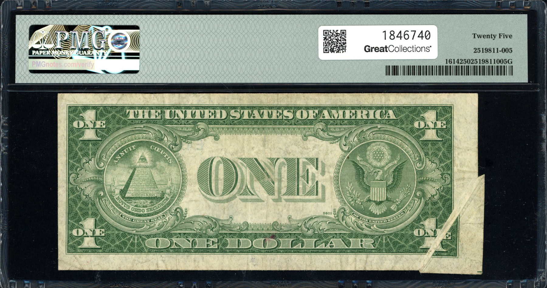 Fr. 1614 (EH Block) 1935E $1 Silver Certificate Error Note *Gutter Fold ...