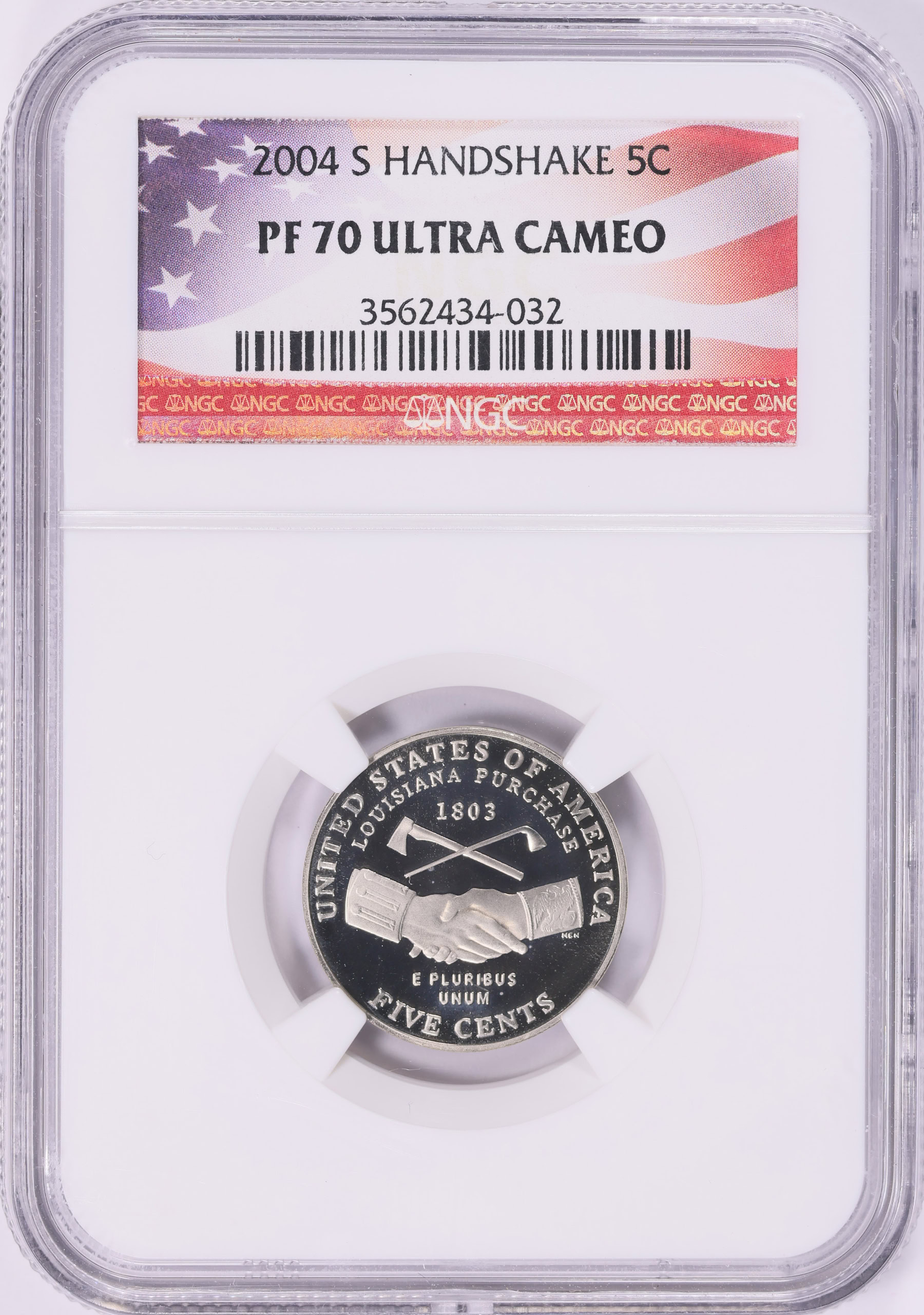 2004-S Jefferson Nickel Peace Medal NGC Proof-70 UC (Flag Label) (Item ...