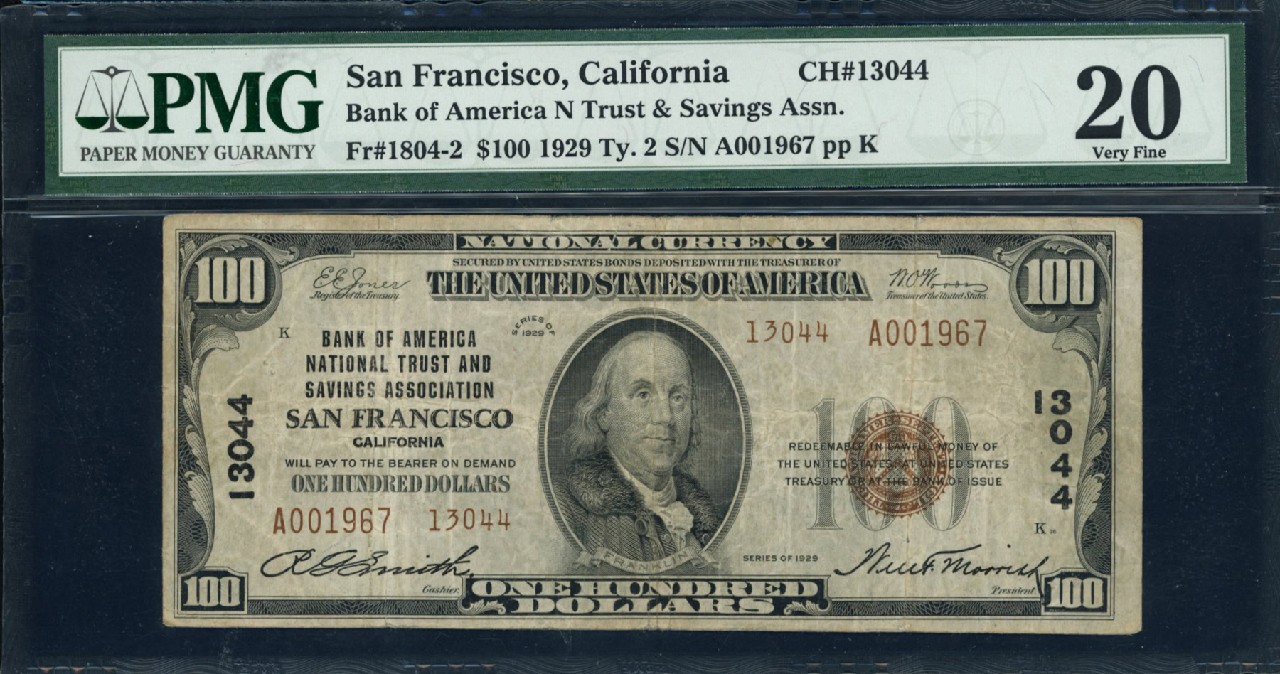 Fr. 1804-2 San Francisco, California 1929 Type 2 $100 Note Bank of ...