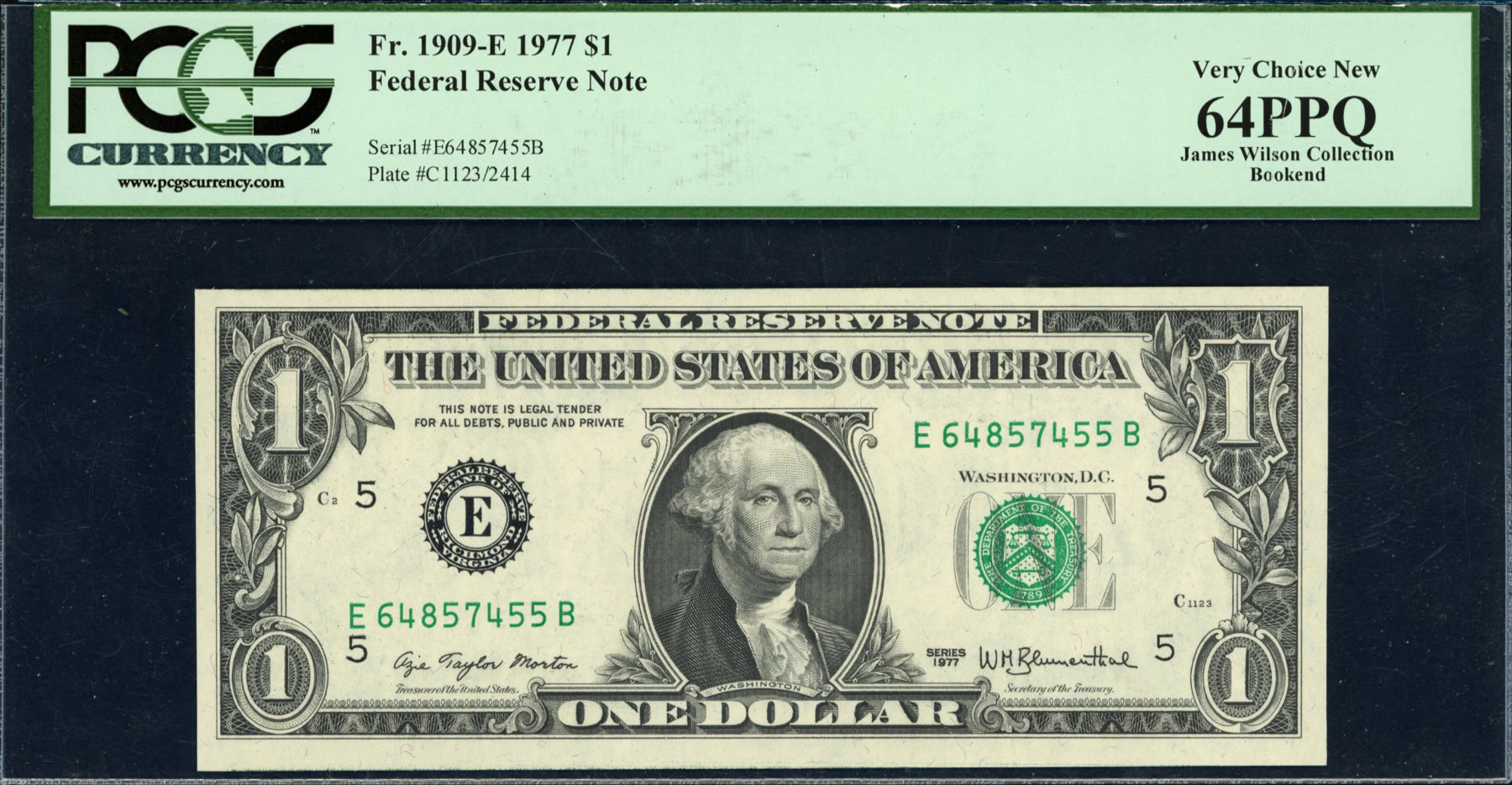 Fr. 1909-E (EB Block) 1977 $1 Richmond Federal Reserve Error Note ...