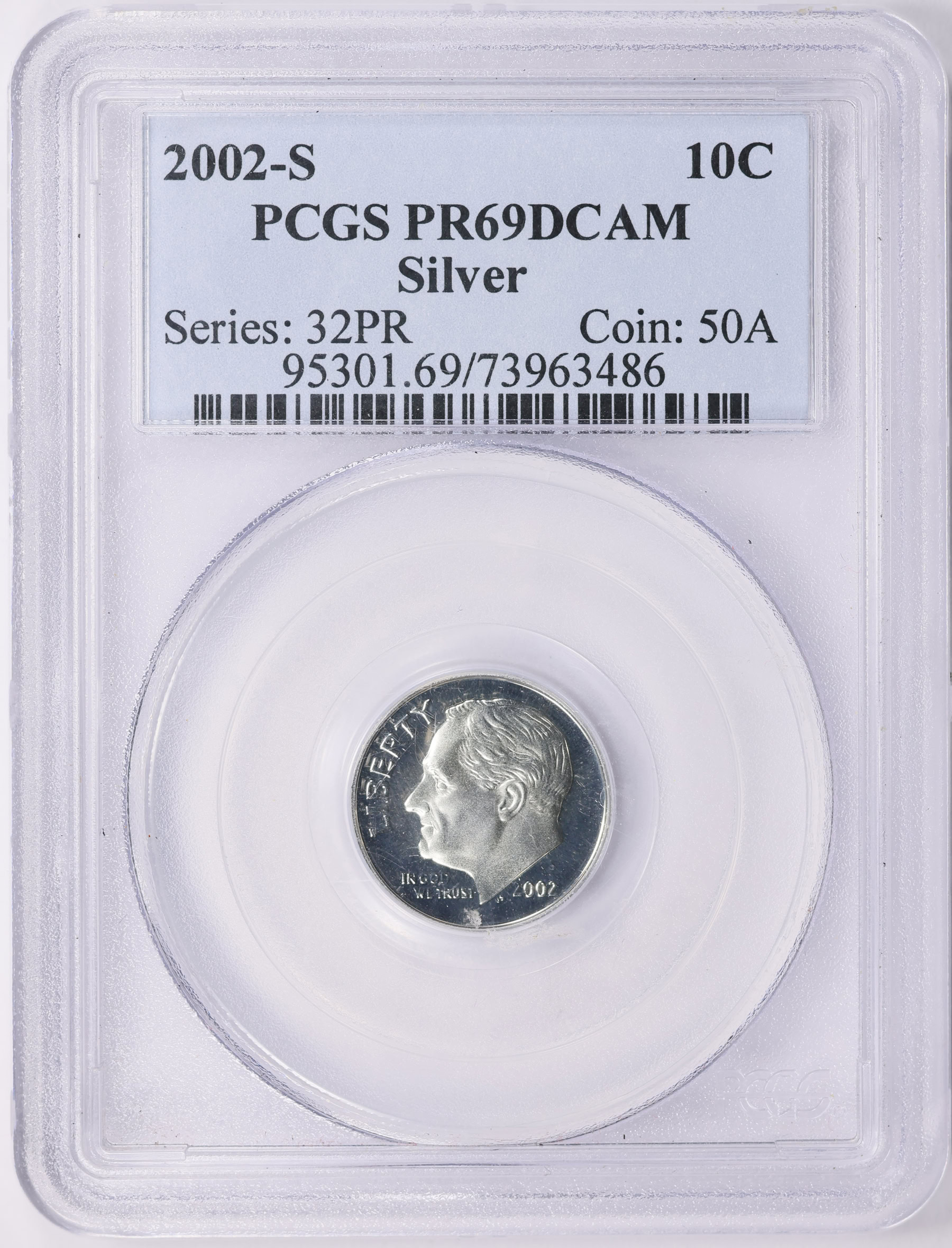 2002-S Roosevelt Dime Silver PCGS Proof-69 DCAM (Item 1846819 ...