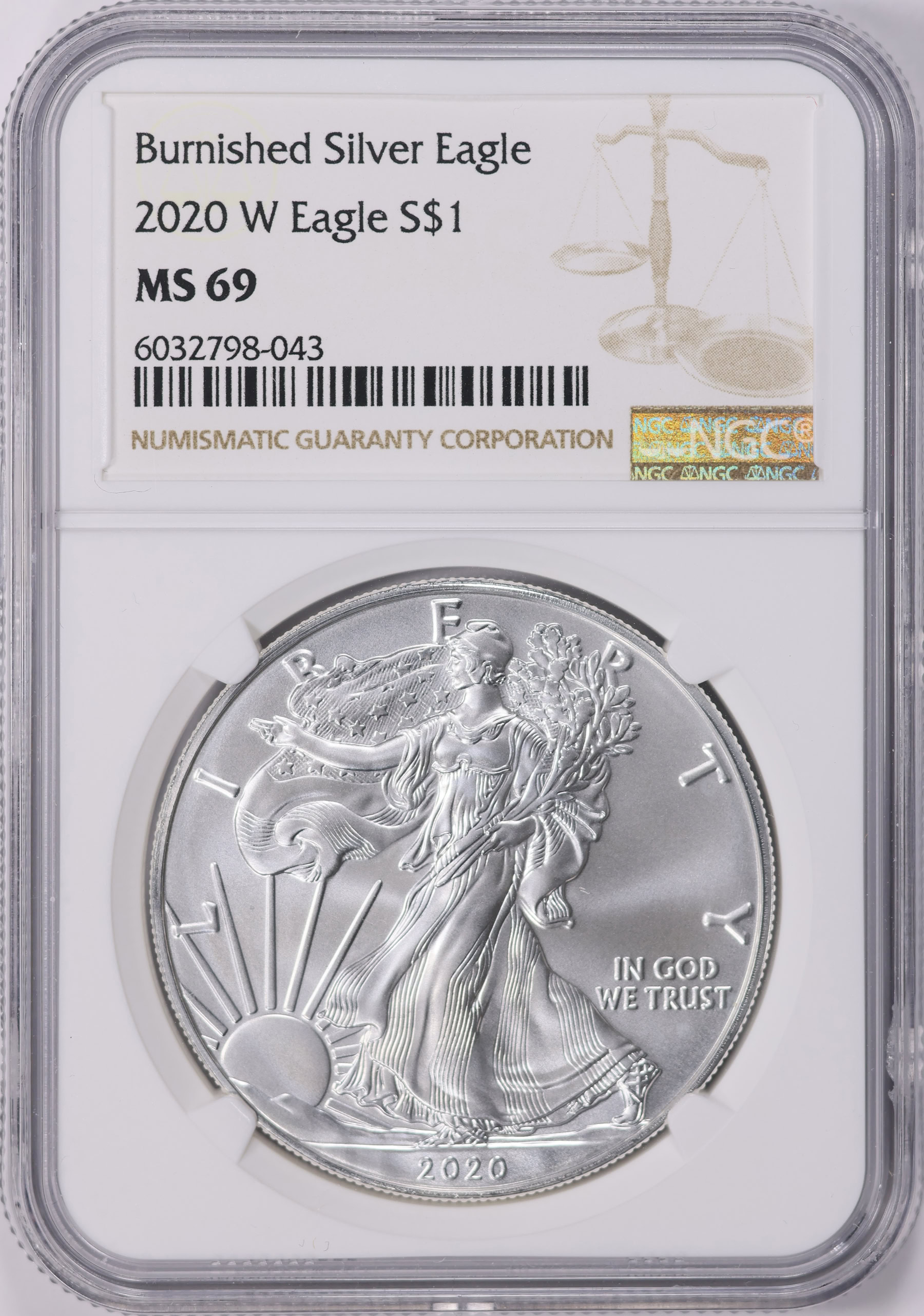2020-W $1 Silver Eagle Burnished NGC MS-69 (Item 1846852) | GreatCollections Coin Auctions