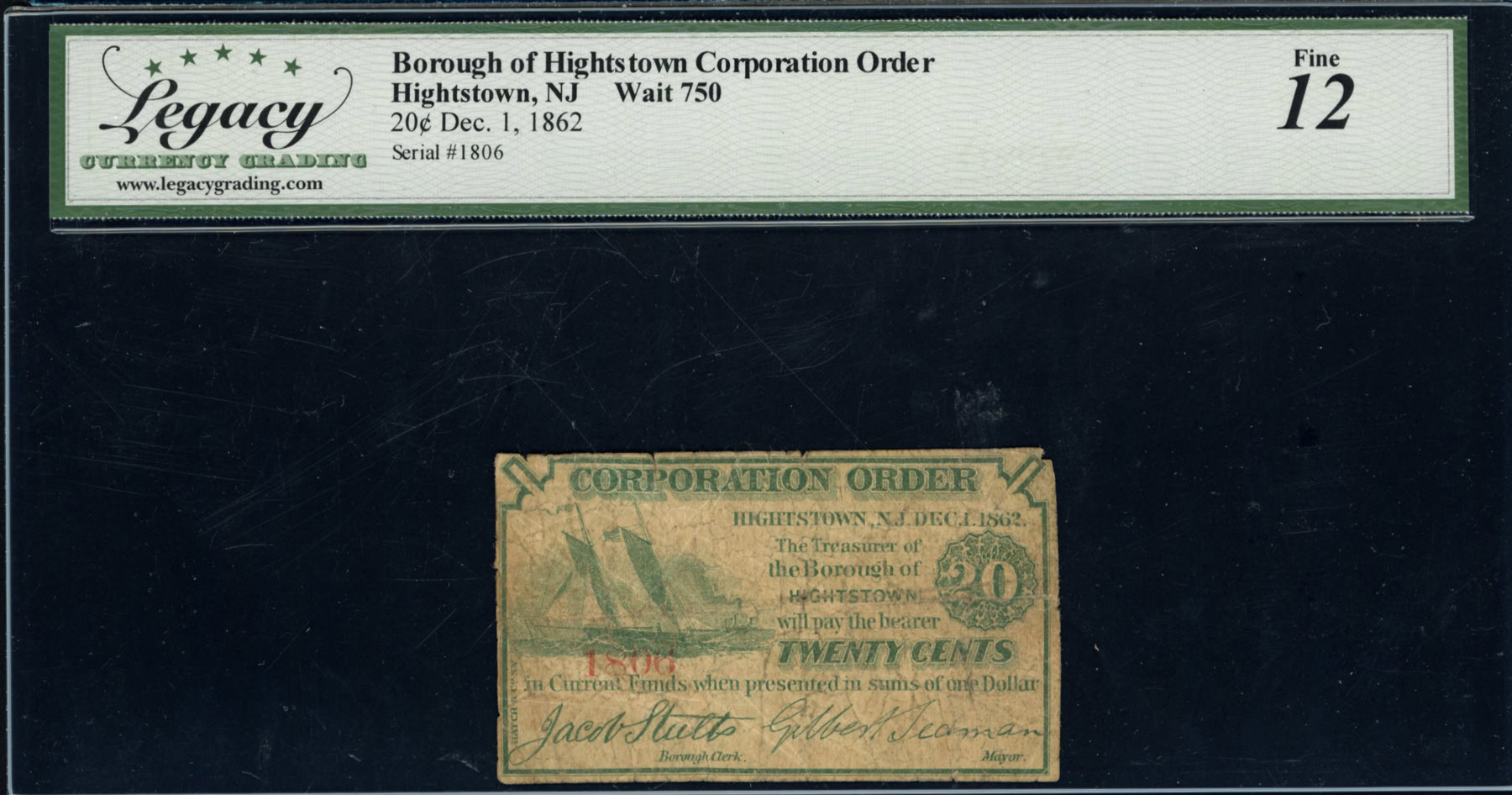 1862 Highstown, New Jersey Borough of Highstown Corporation Order 20 ...