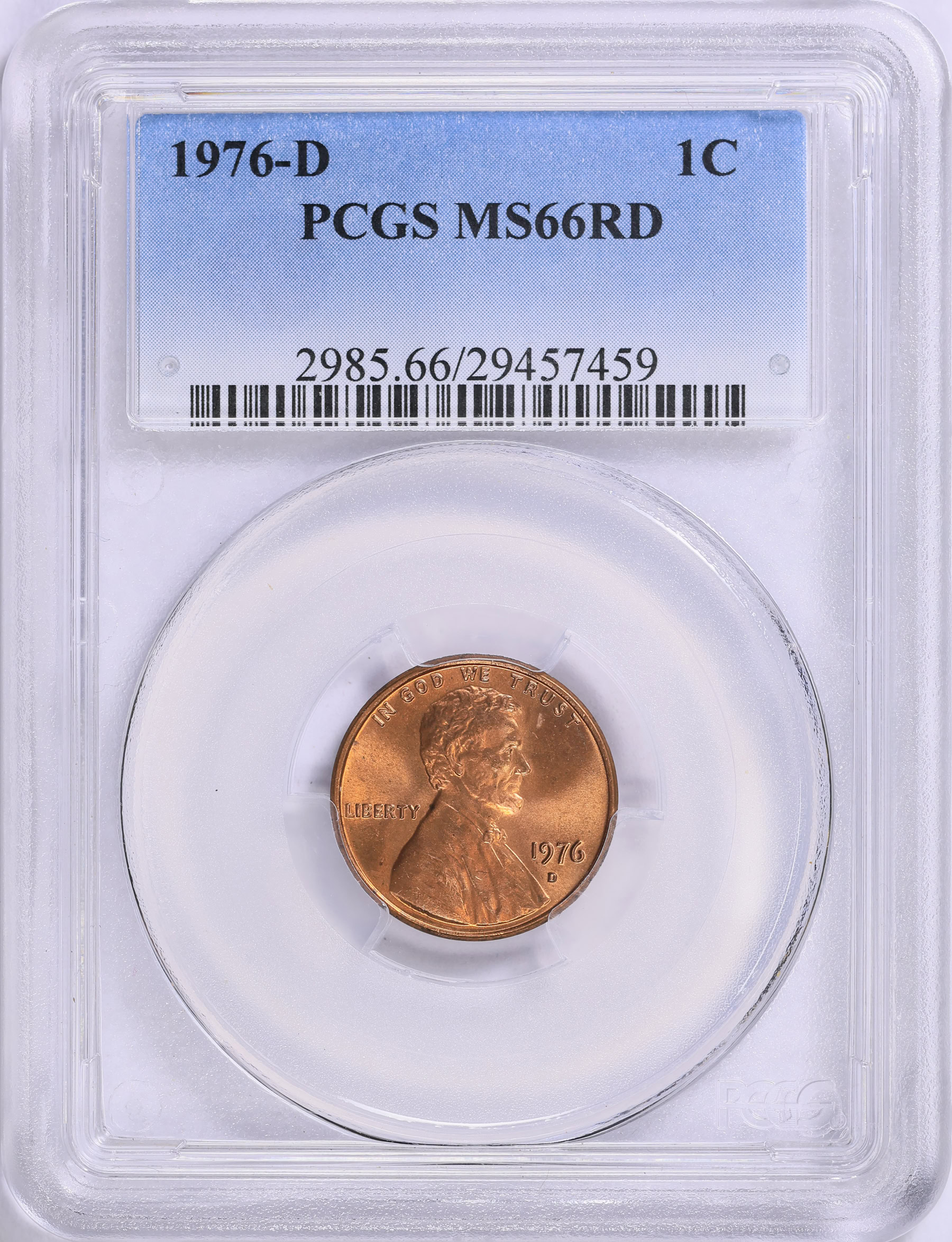 1976-D Lincoln Cent PCGS MS-66 RD (Item 1846898) | GreatCollections Coin Auctions