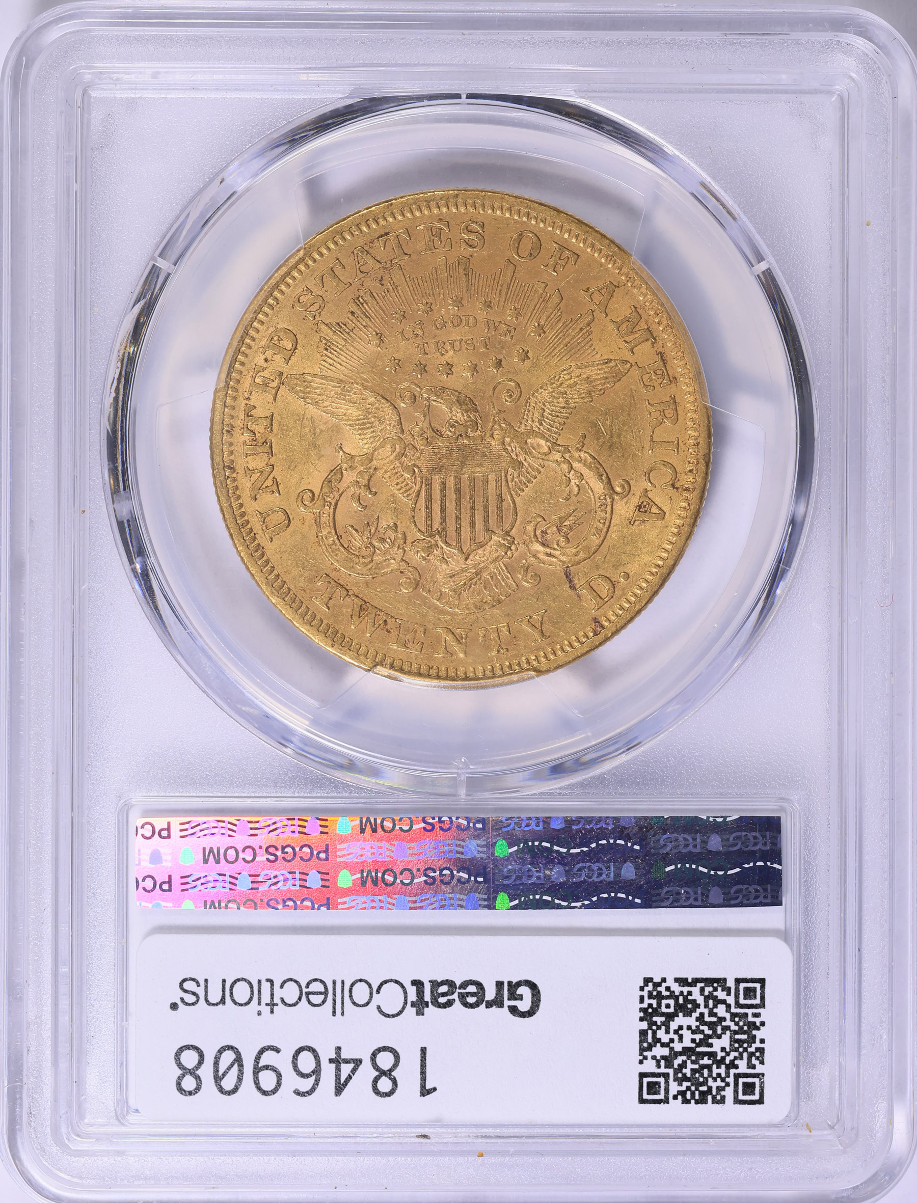 1866 Liberty Gold Double Eagle Motto PCGS AU-55 (Item 1846908) | GreatCollections Coin Auctions