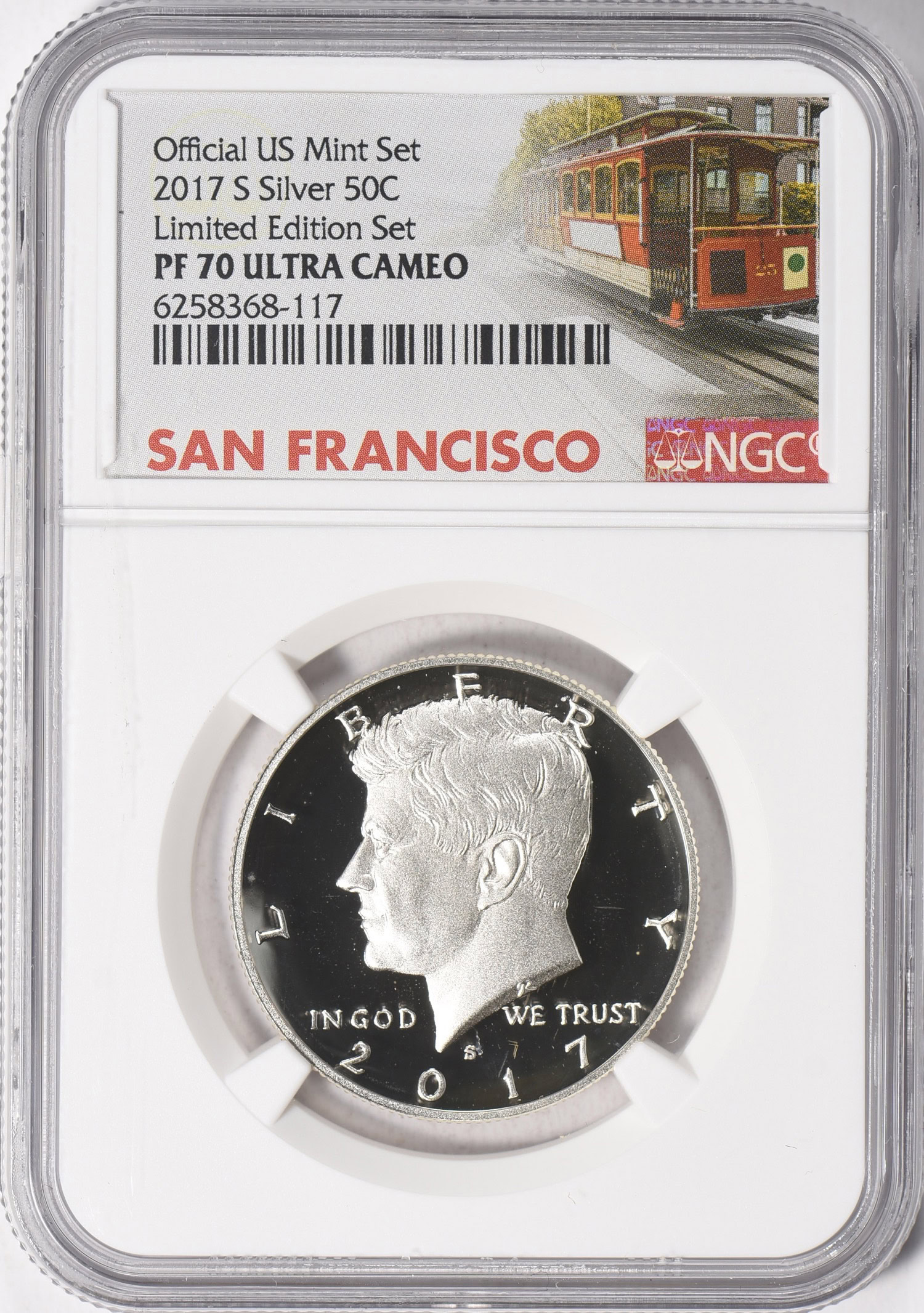 2017-S Kennedy Half Dollar Silver (From the Limited Edition Proof Set) NGC Proof-70 UC (Trolley ...