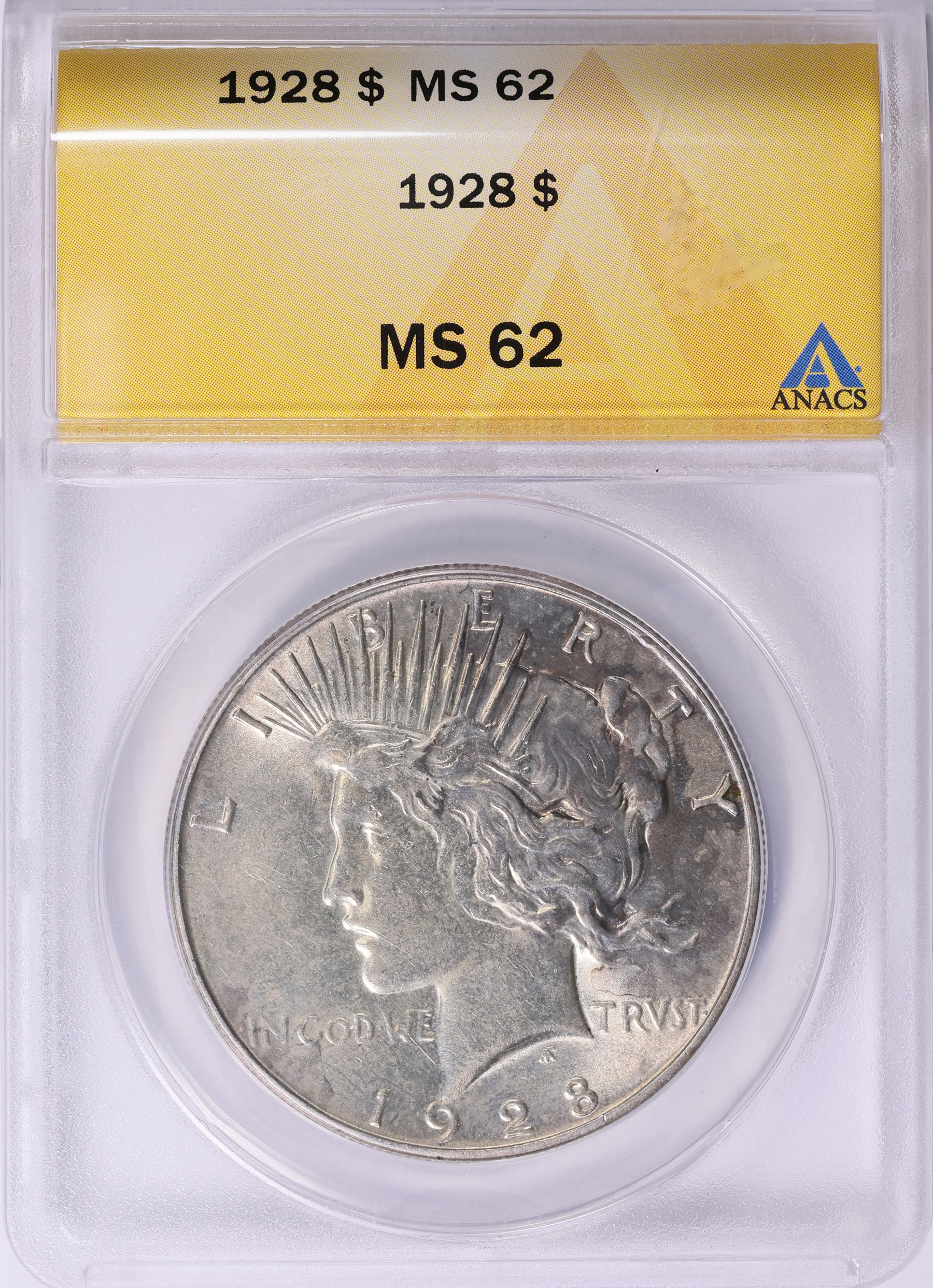 1928 Peace Silver Dollar ANACS MS-62 (Toned) (Item 1847037) | GreatCollections Coin Auctions