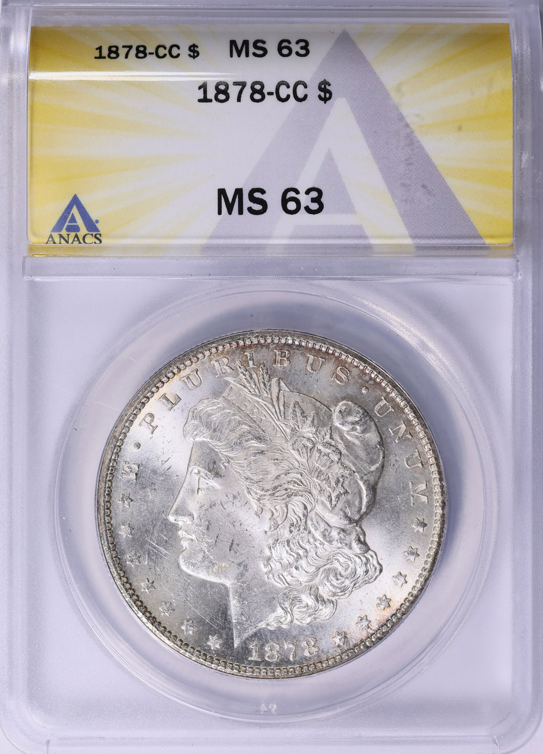 1878-CC Morgan Silver Dollar ANACS MS-63 (Toned) (Item 1847039) | GreatCollections Coin Auctions