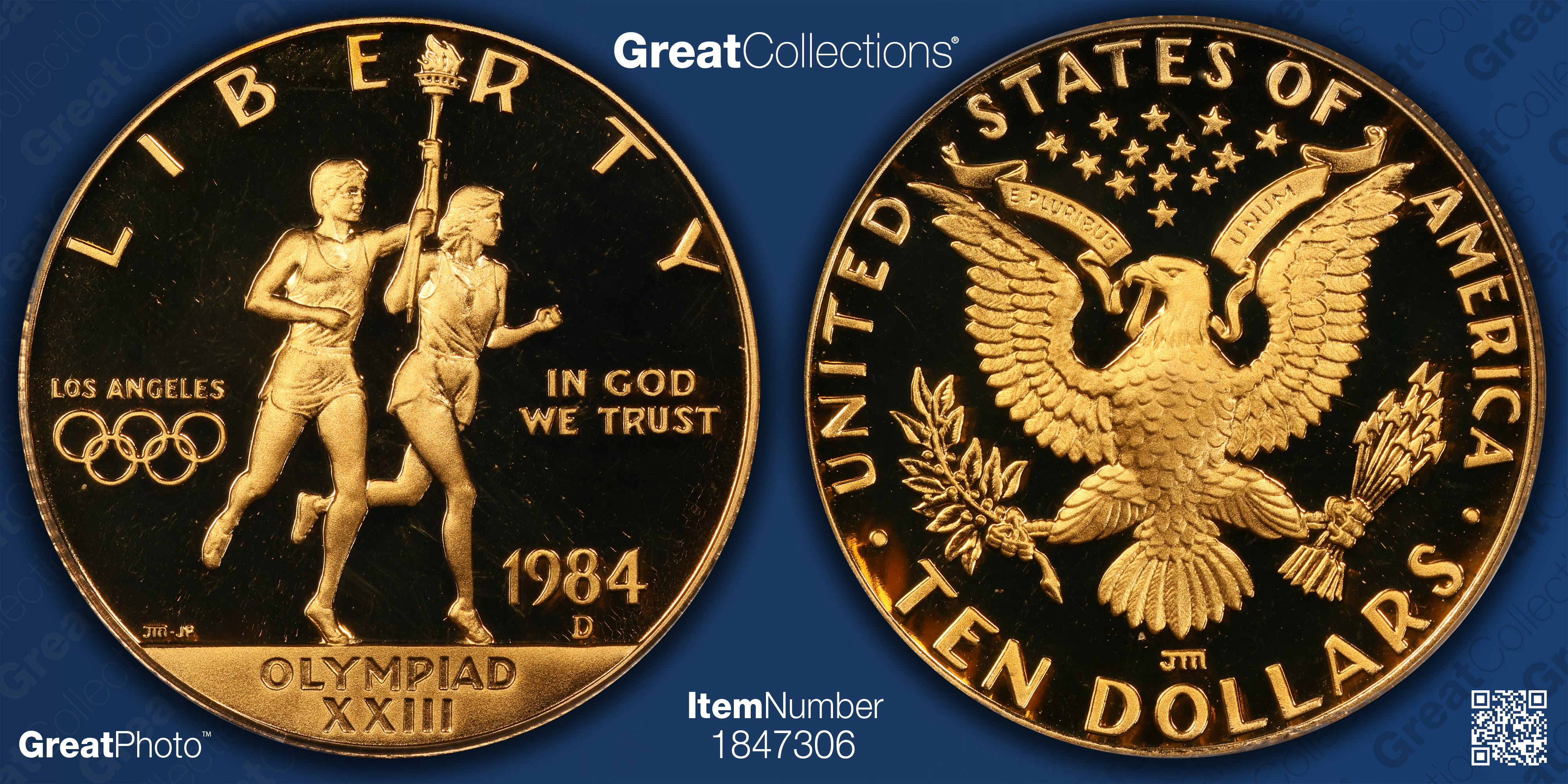 1984-D Los Angeles XXIII Olympiad Torch Bearer Gold $10 PCGS Proof-69 ...